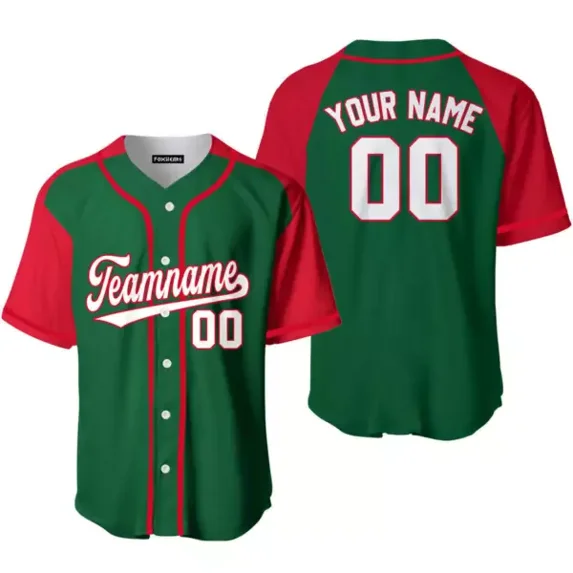 Custom Kelly Green Red Raglan White Baseball Jerseys For Men & Women ...