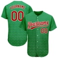 Custom Kelly Green Red-White 3D Pattern Design Authentic Baseball ...