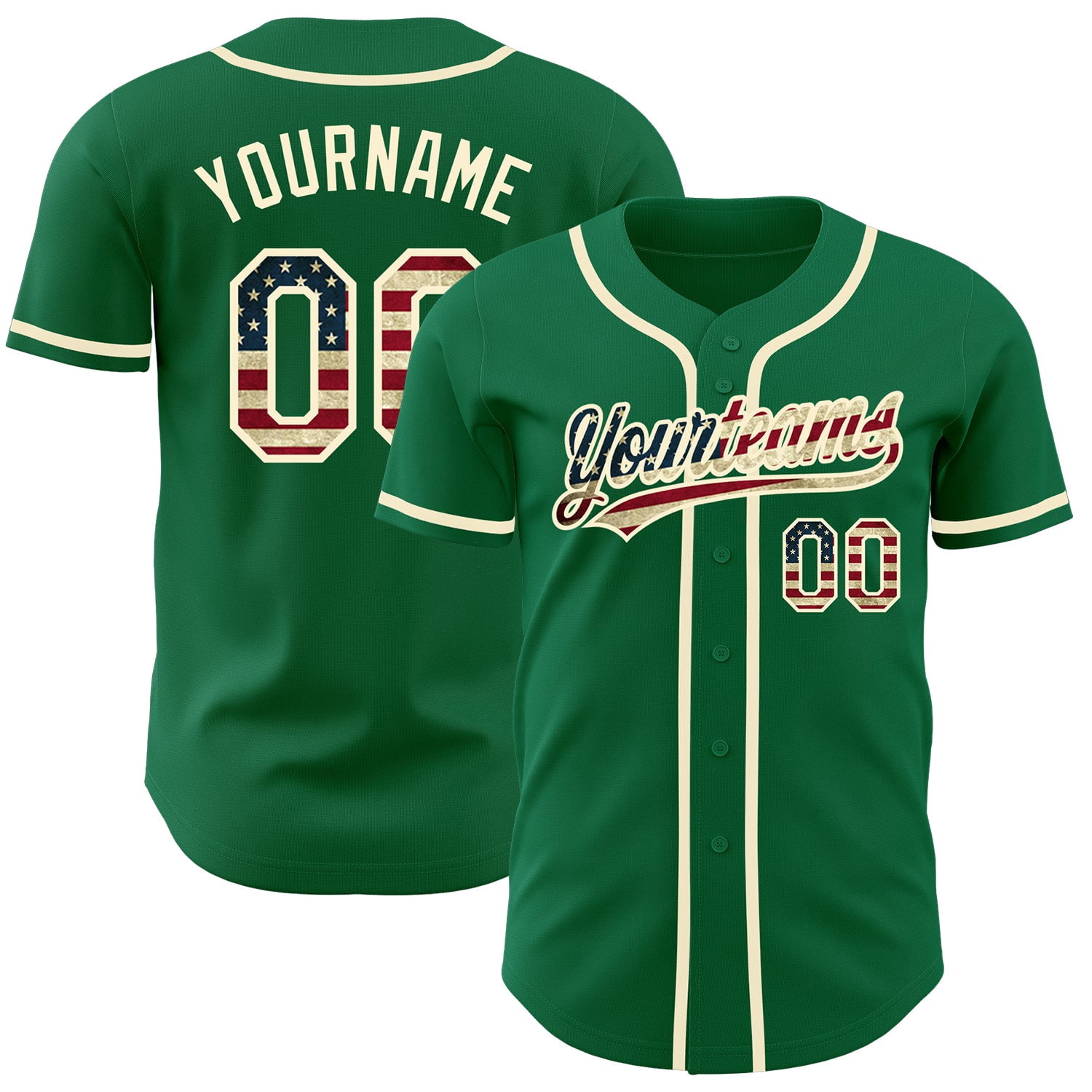 Custom Kelly Green USA Cream Authentic Baseball Jersey - Hot Sale 2026 ...