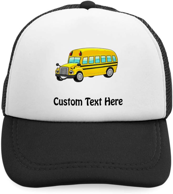 Custom Kids Trucker Hat School Bus Smiling Polyester Boys Caps & Girls ...