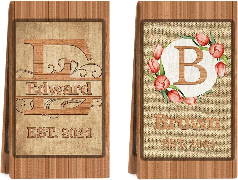 Custom Kitchen Towel, Vintage Tulip Personalized Dish Towels Tea Towel ...