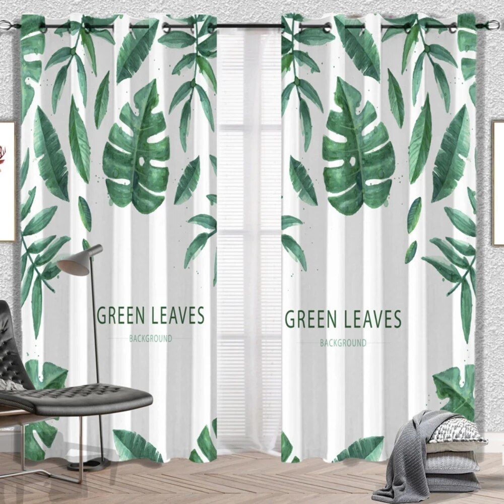 Custom Korean Simple Style 2pcs Curtain Green Male and Female Bedroom ...