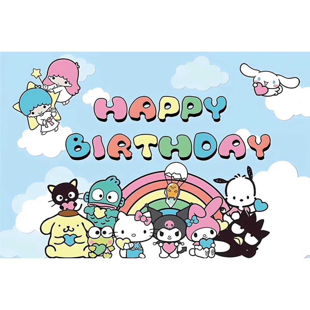 Custom Kuromi Hello Kitty Party Backdrop Decor Baby Girl Kids Birthday ...