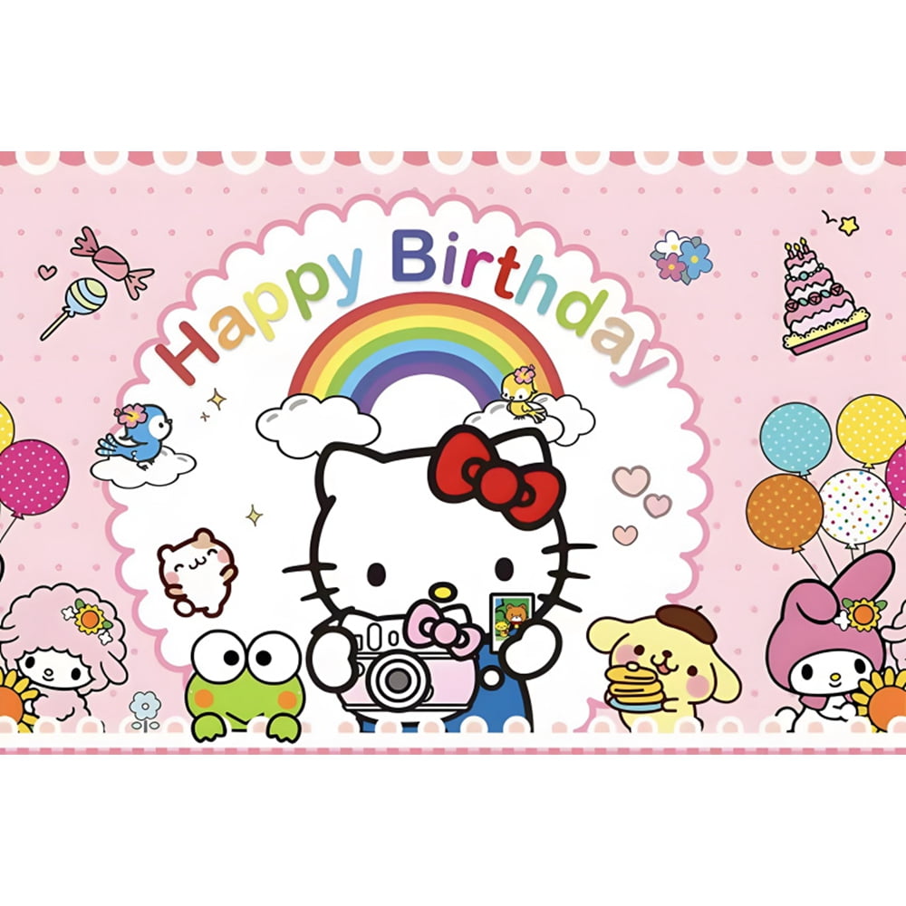 Custom Kuromi Hello Kitty Party Backdrop Decor Baby Girl Kids Birthday ...