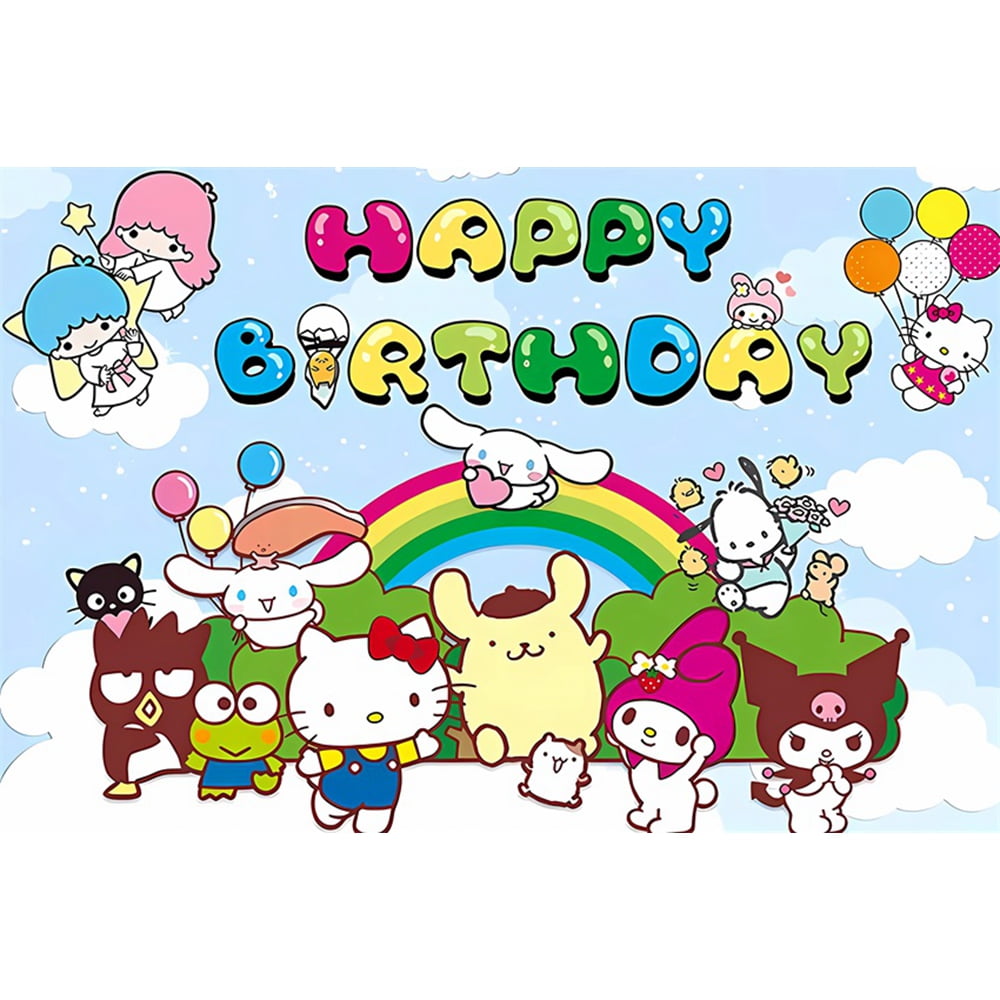 Custom Kuromi Hello Kitty Party Backdrop Decor Baby Girl Kids Birthday ...
