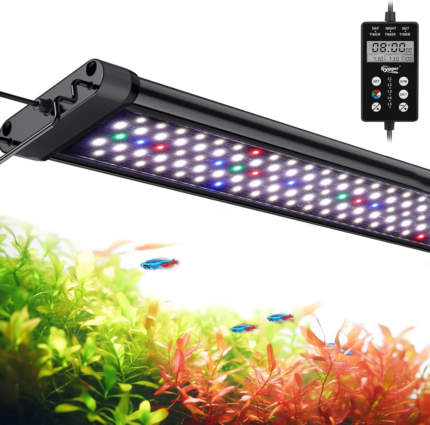 Custom LED Aquarium Light,Daylight-Moonlight & 24/7 Mode, Adjustable ...