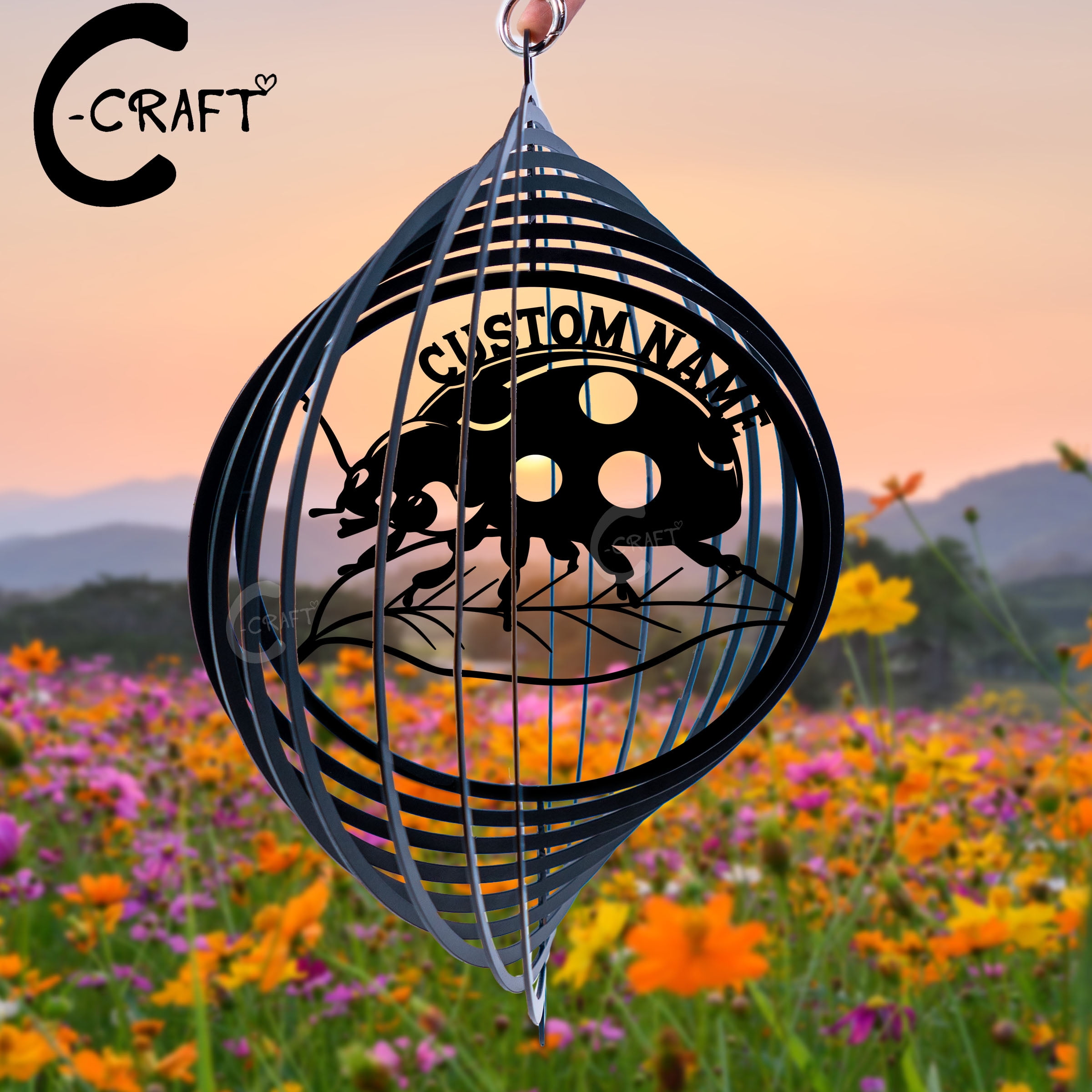 Custom Ladybug Wind Spinner 12 inches Metal Hanging, Memorial Wind ...