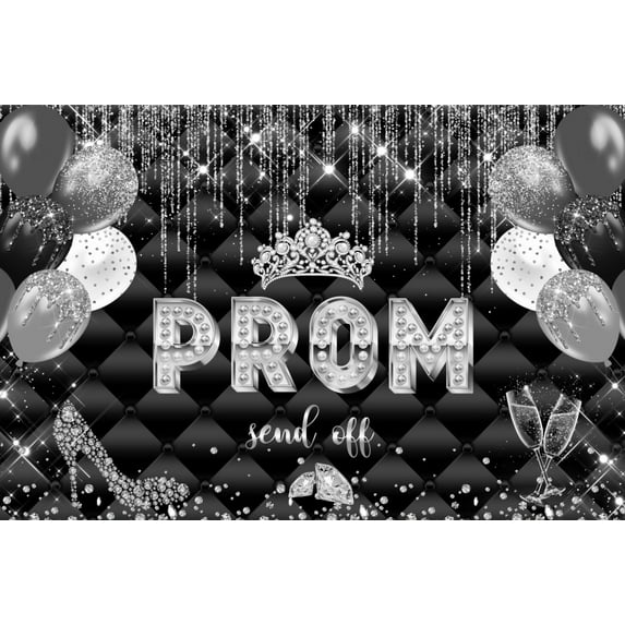 Custom Laeacco Graduation Backdrop Black and Silver 2024 Prom High ...