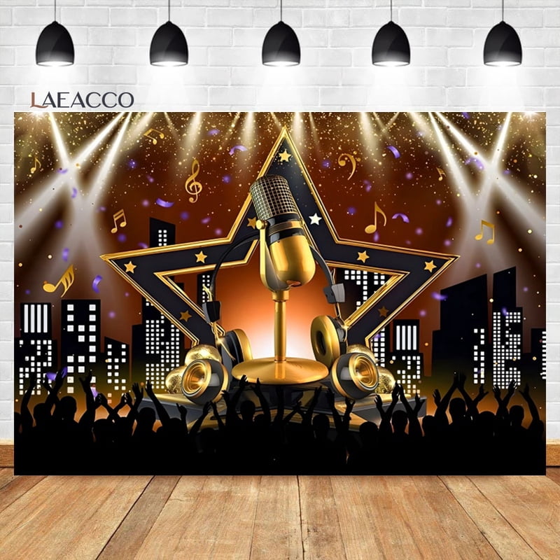 Custom Laeacco Music Theme Party Photophone Notes Light Spots Birthday ...