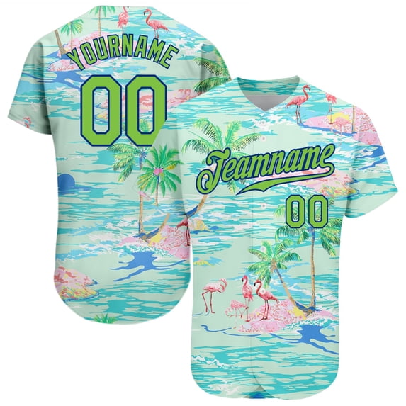 Custom Lakes Blue Neon Green-Royal 3D Pattern Design Beach Hawaii Palm ...