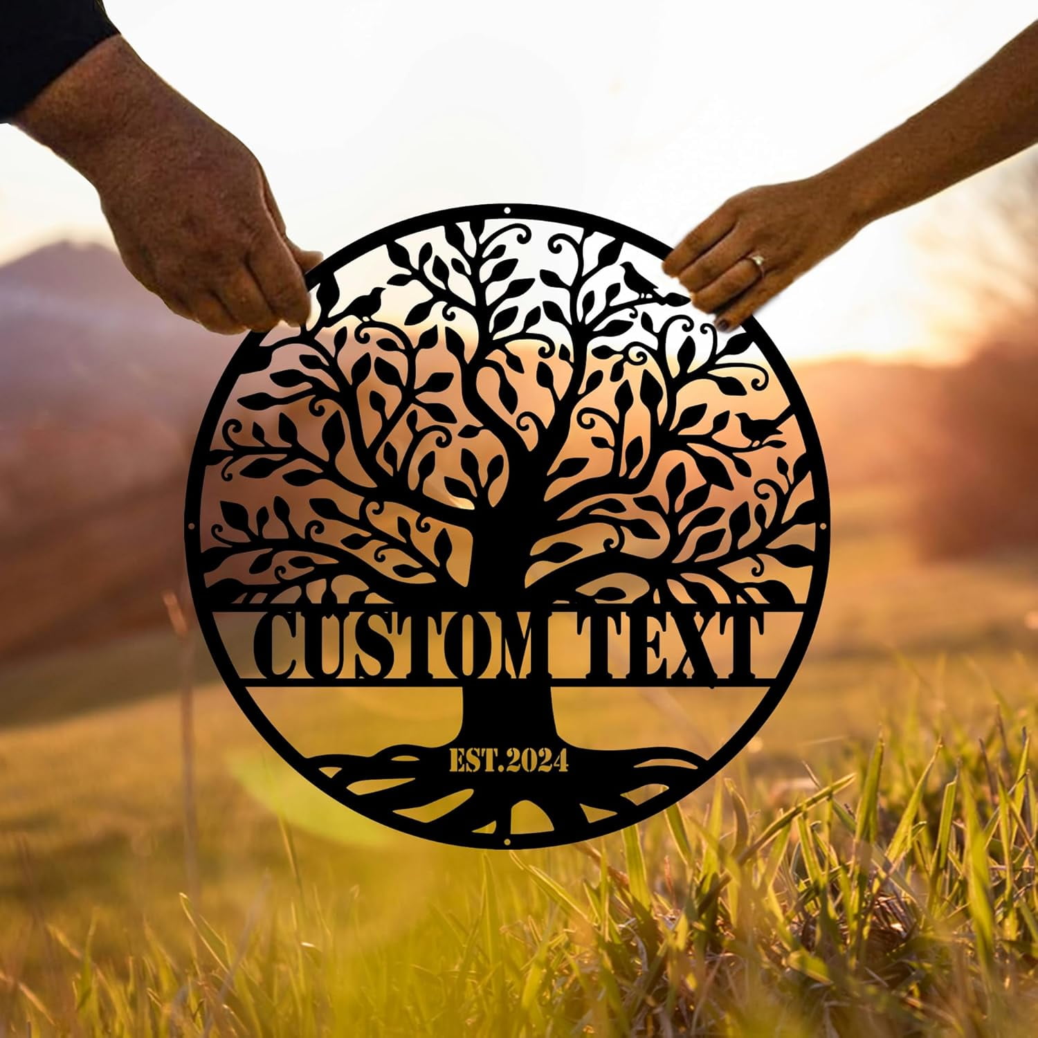 Custom Last Name Sign, Tree of Life Metal Name Signs Personalized ...