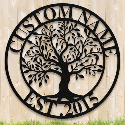 Custom Last Name Sign, Tree of Life Metal Name Signs Personalized ...