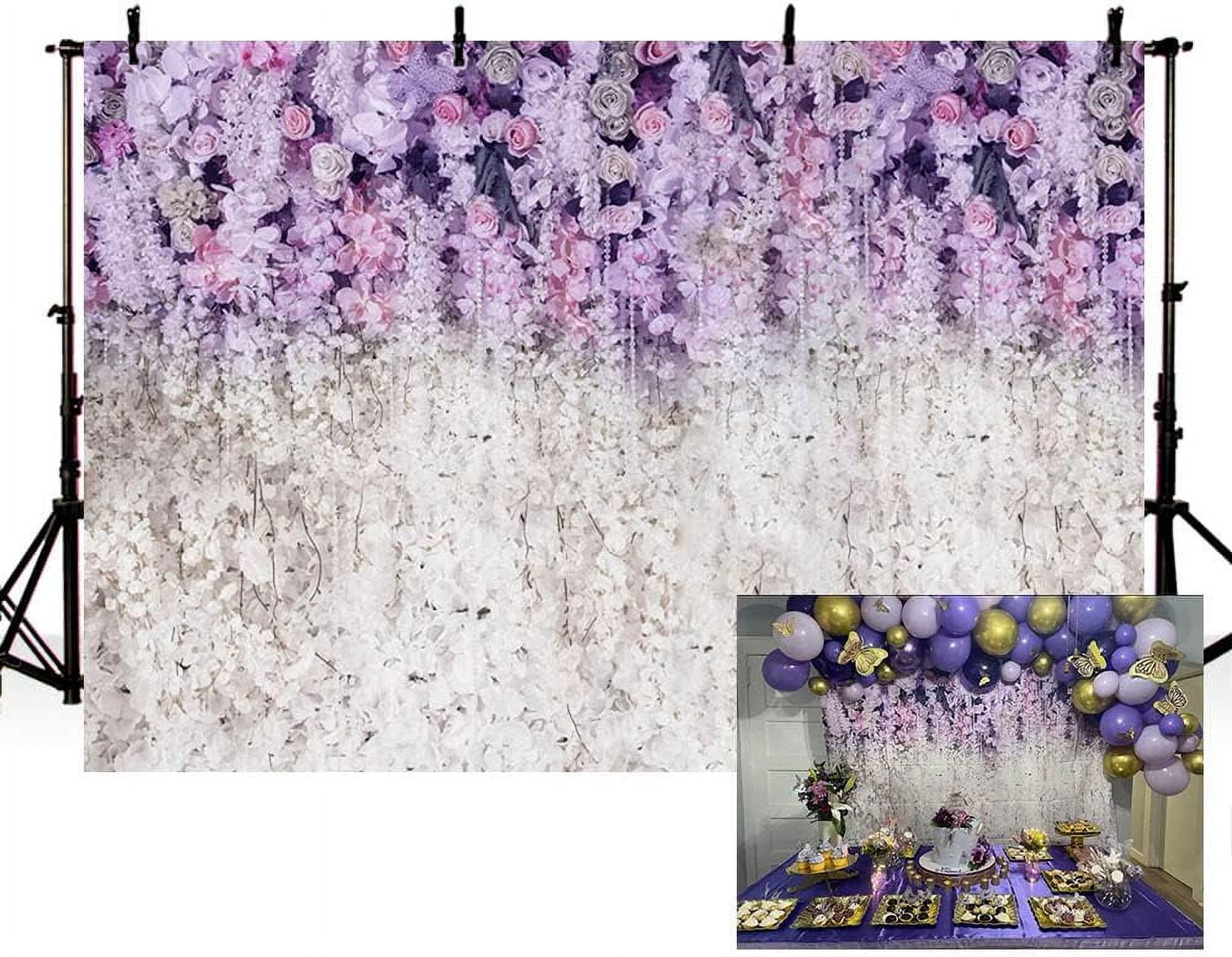 Custom Lavender and White Floral Bridal Shower Photo Studio Background ...