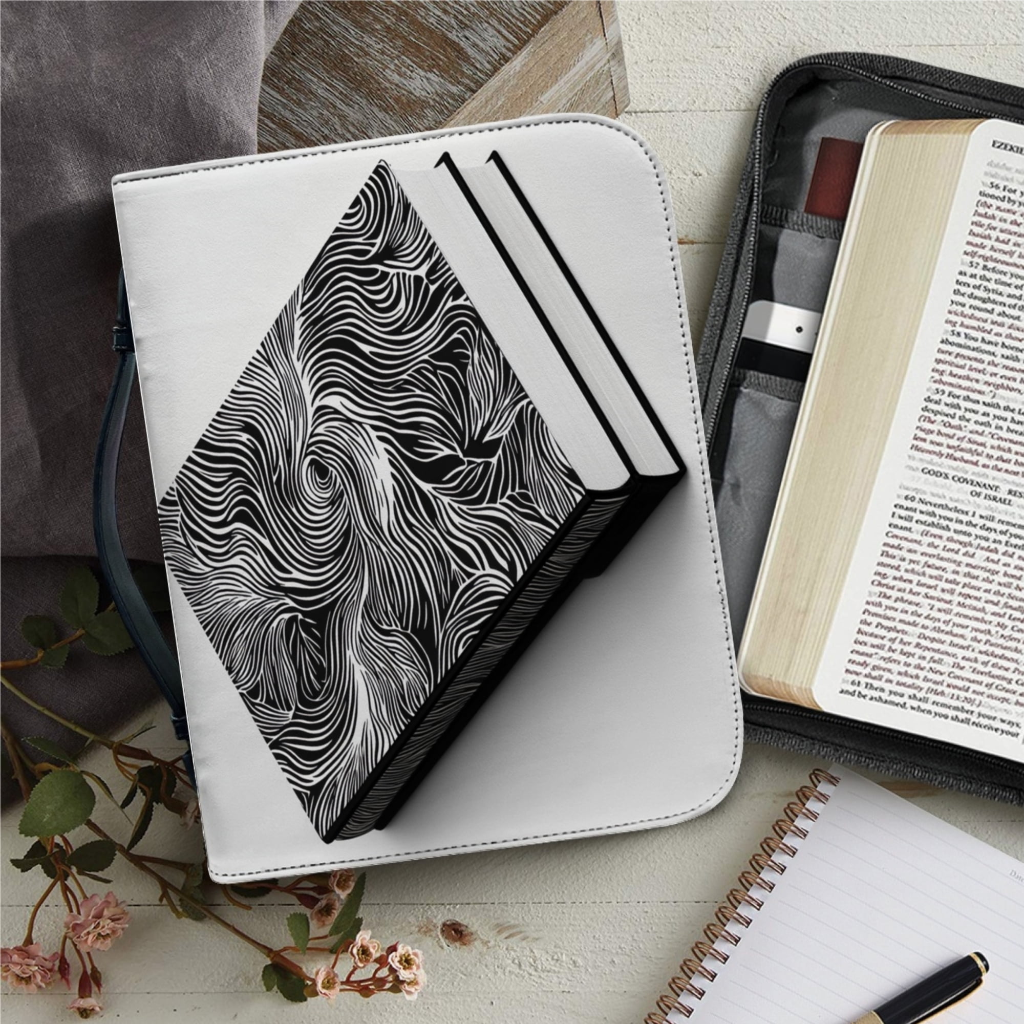 Custom Leather Bible Bag for Women Men Handle Bible Hymns Bible Cover ...