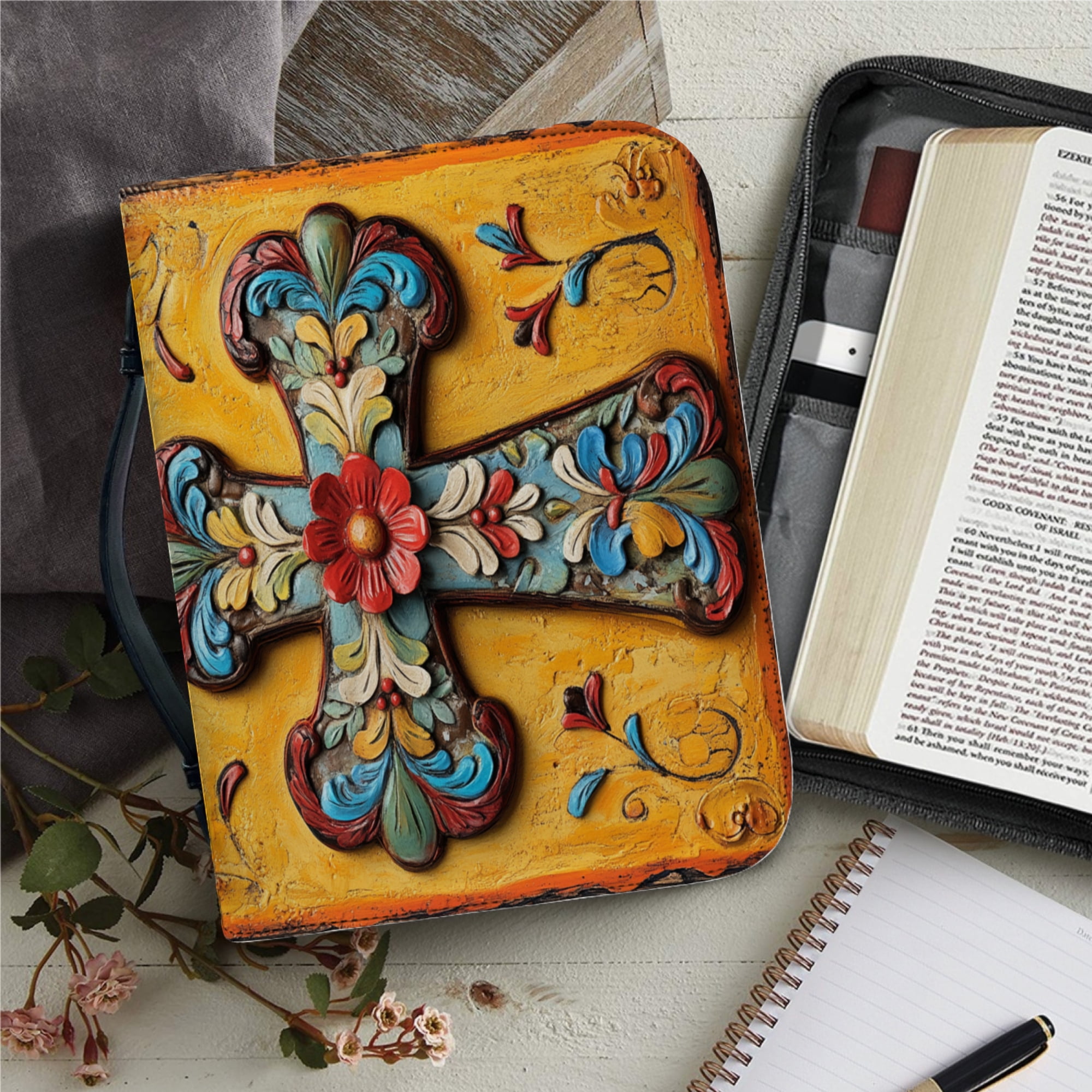 Custom Leather Bible Bag for Women Men Handle Bible Hymns Bible Cover ...