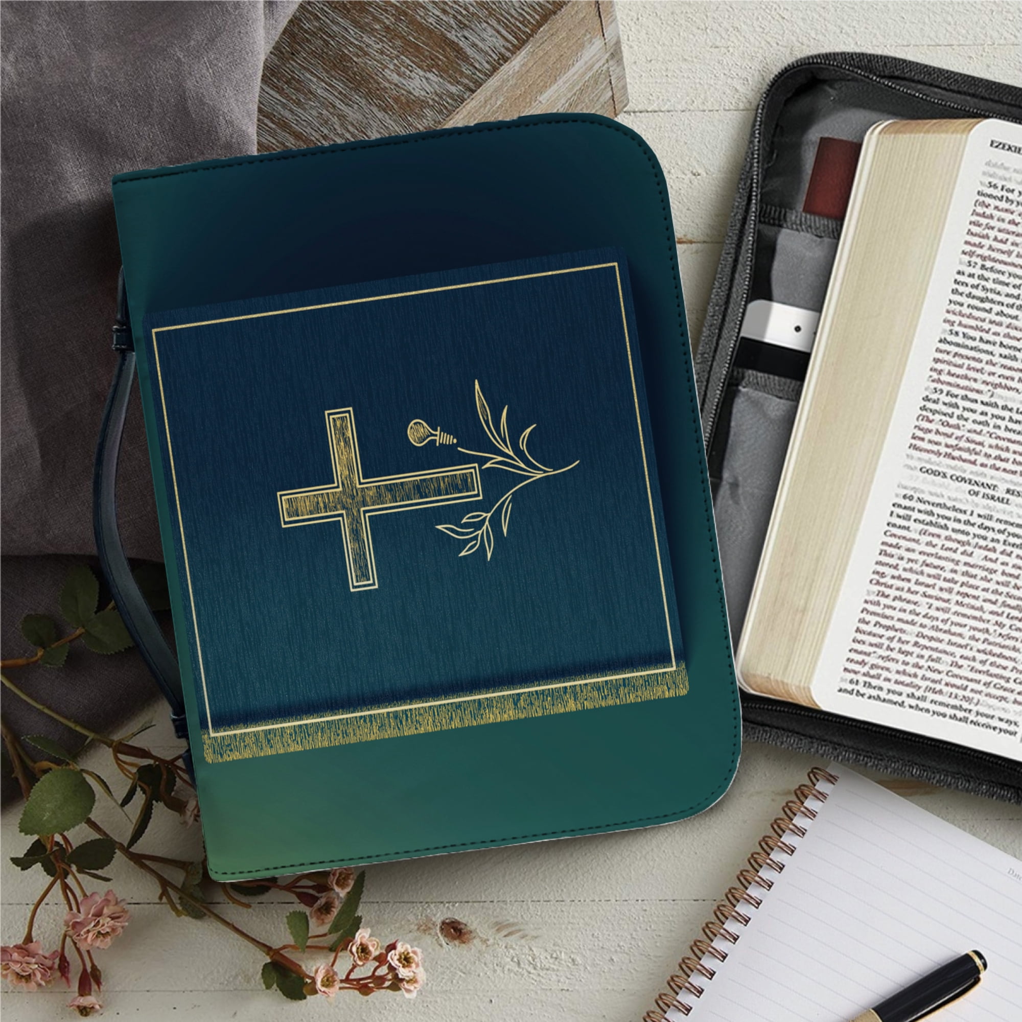 Custom Leather Bible Bag for Women Men Handle Bible Hymns Bible Cover ...