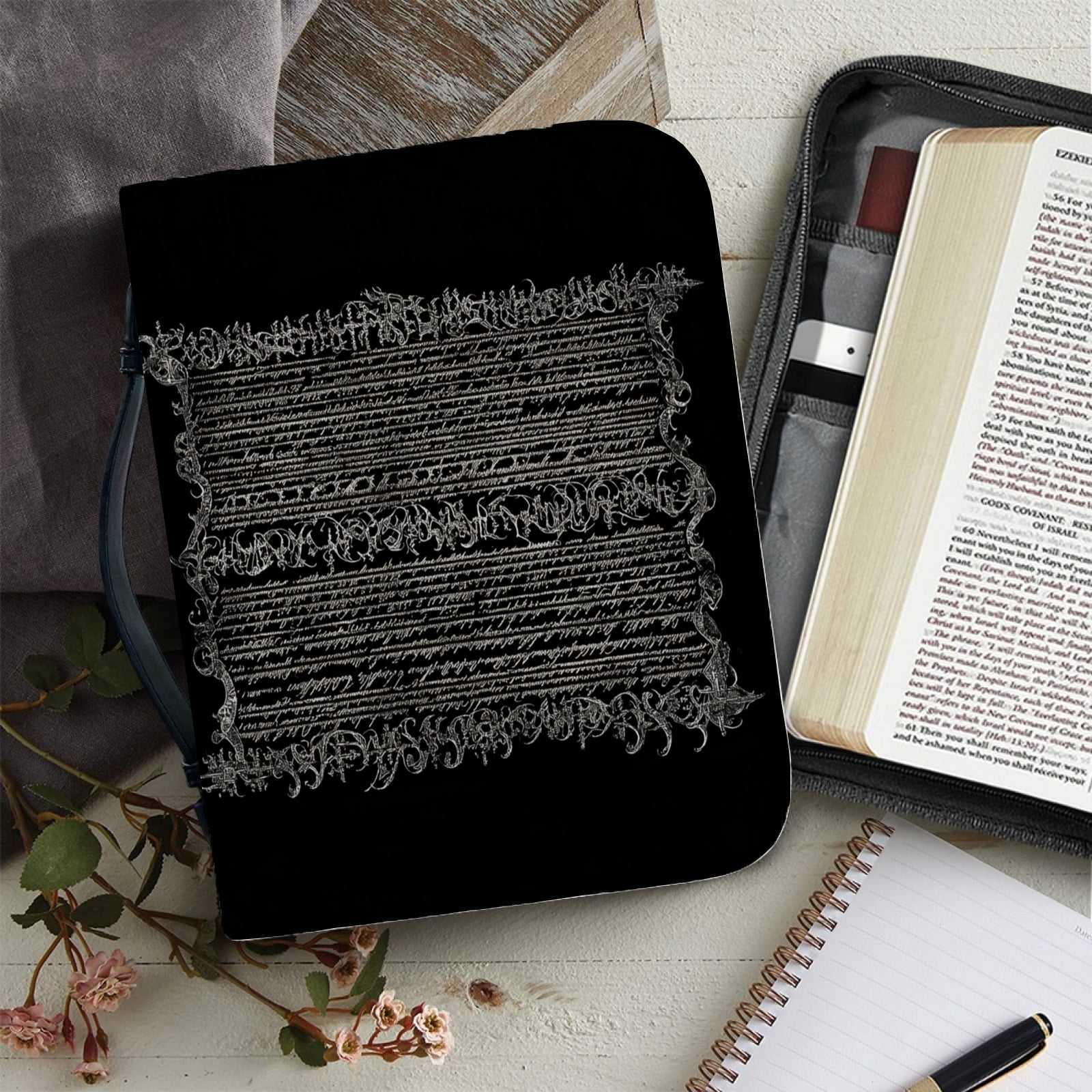 Custom Leather Bible Bag for Women Men Handle Bible Hymns Bible Cover ...