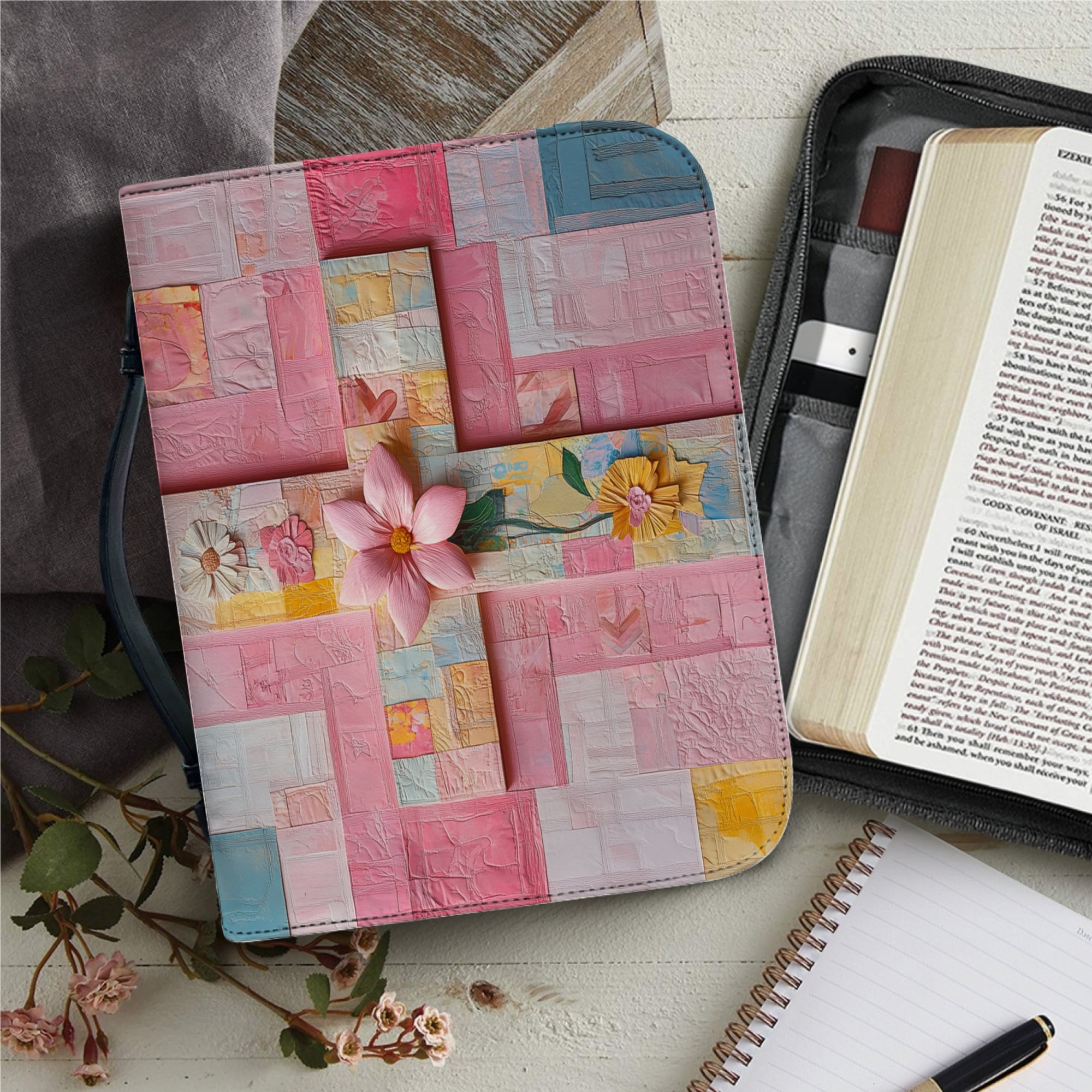 Custom Leather Bible Bag for Women Men Handle Bible Hymns Bible Cover ...