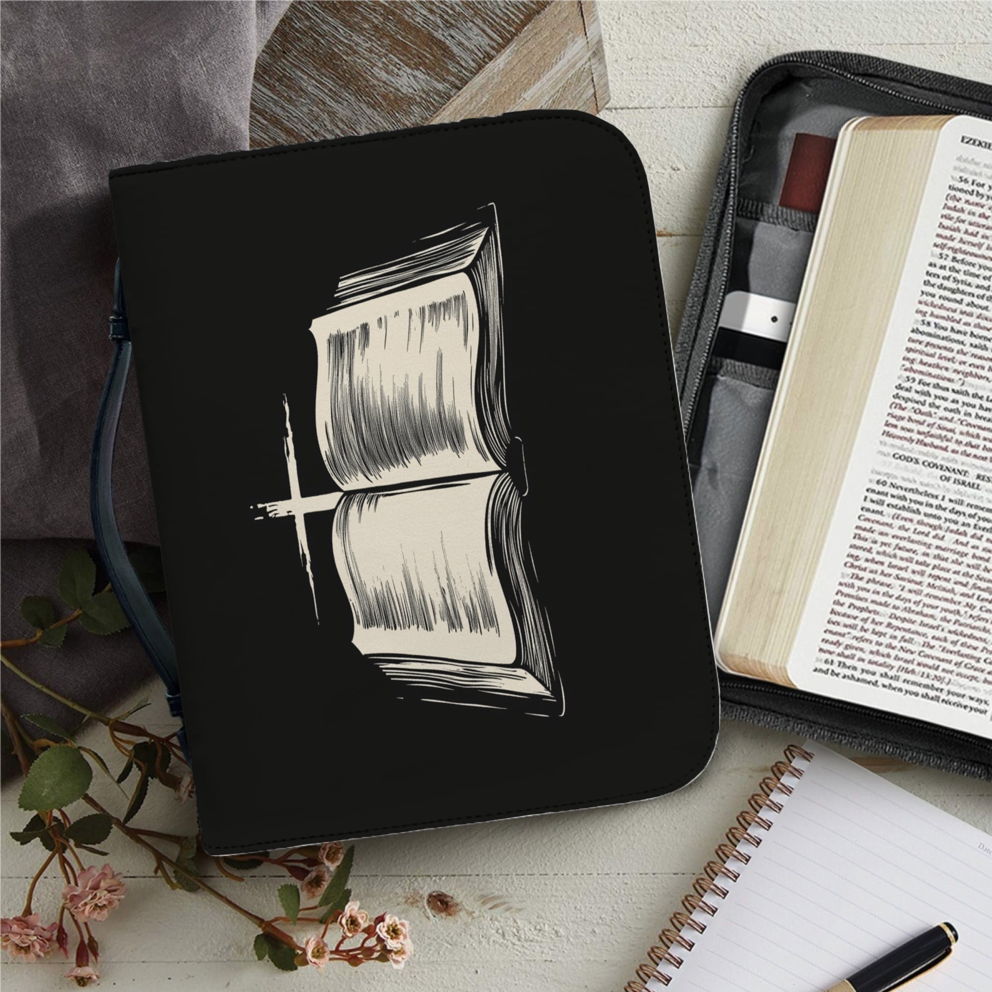 Custom Leather Bible Bag for Women Men Handle Bible Hymns Bible Cover ...