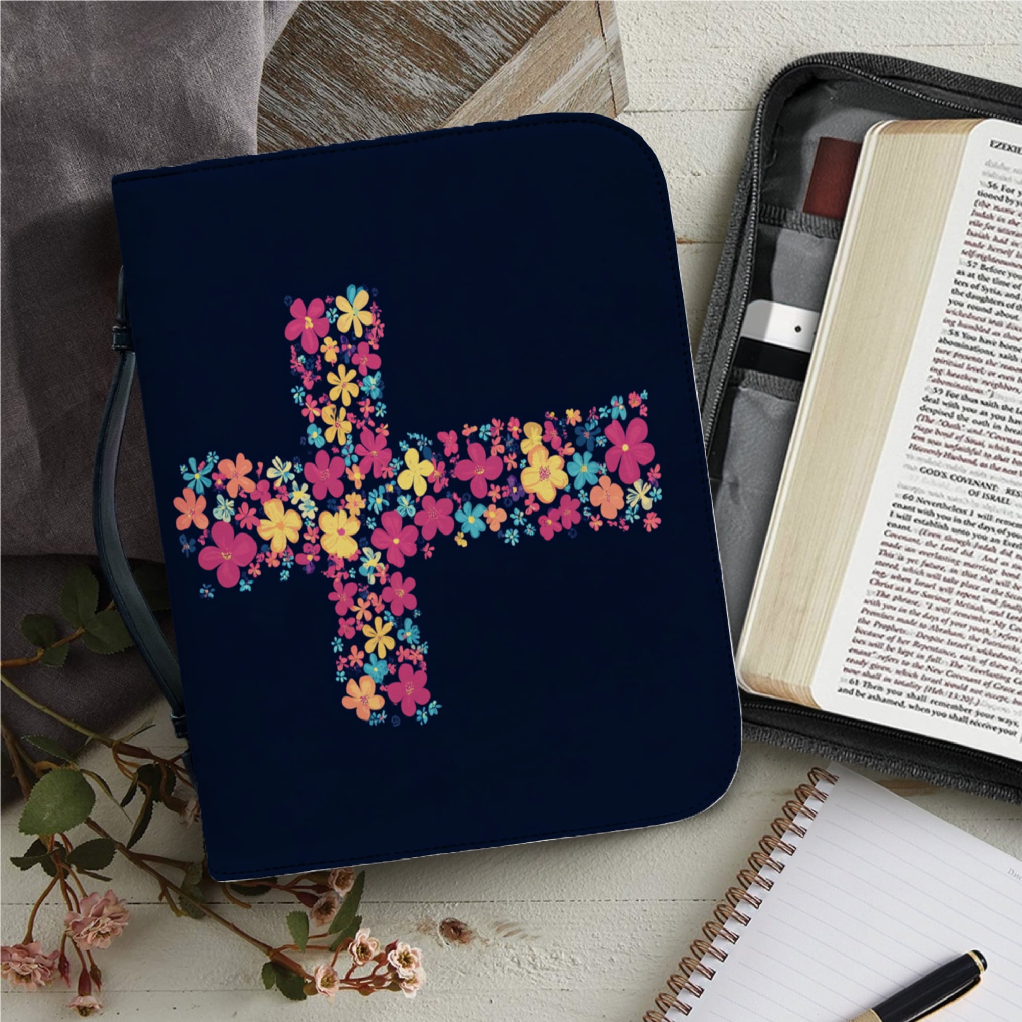 Custom Leather Bible Bag for Women Men Handle Bible Hymns Bible Cover ...