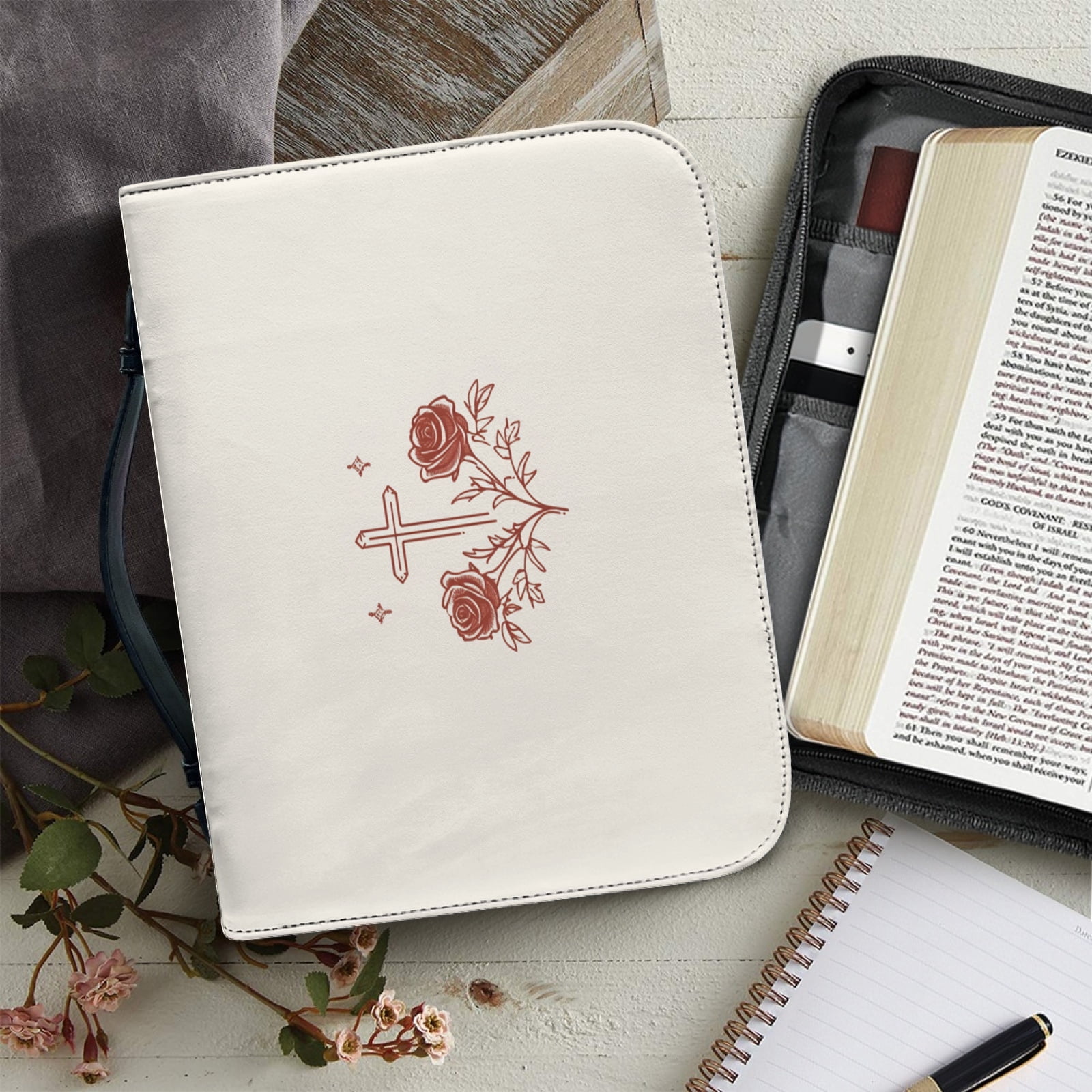 Custom Leather Bible Bag for Women Men Handle Bible Hymns Bible Cover ...