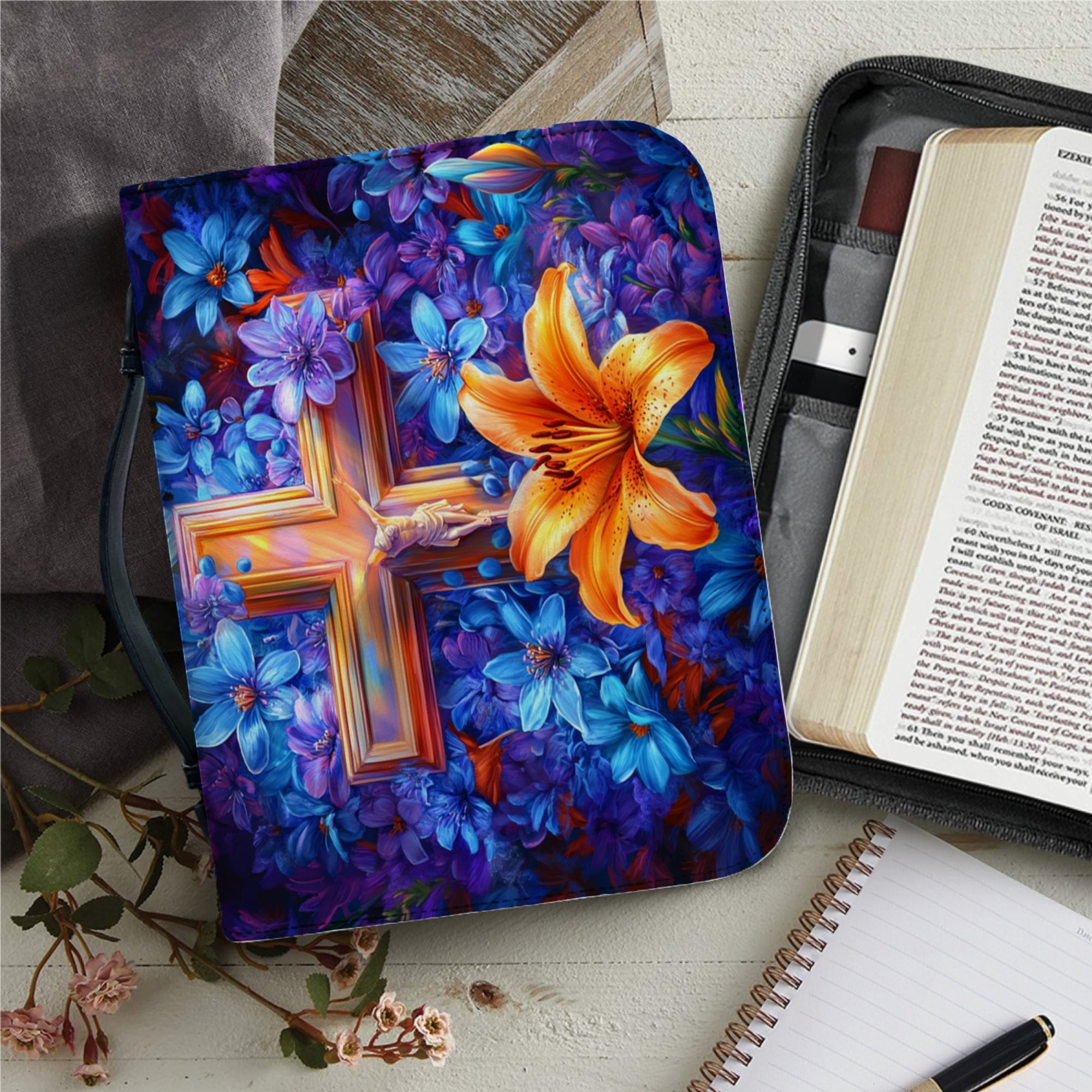 Custom Leather Bible Bag for Women Men Handle Bible Hymns Bible Cover ...
