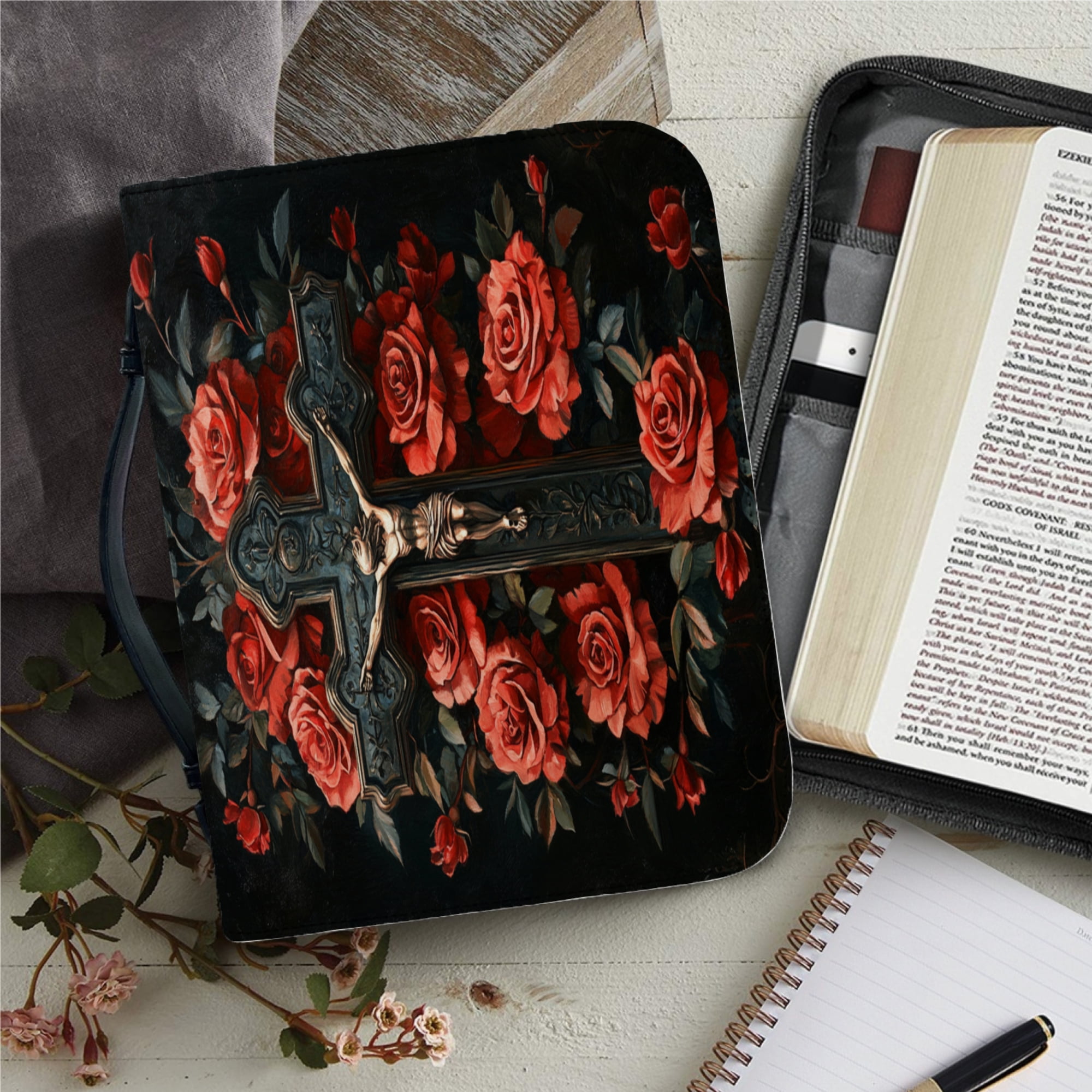 Custom Leather Bible Bag for Women Men Handle Bible Hymns Bible Cover ...