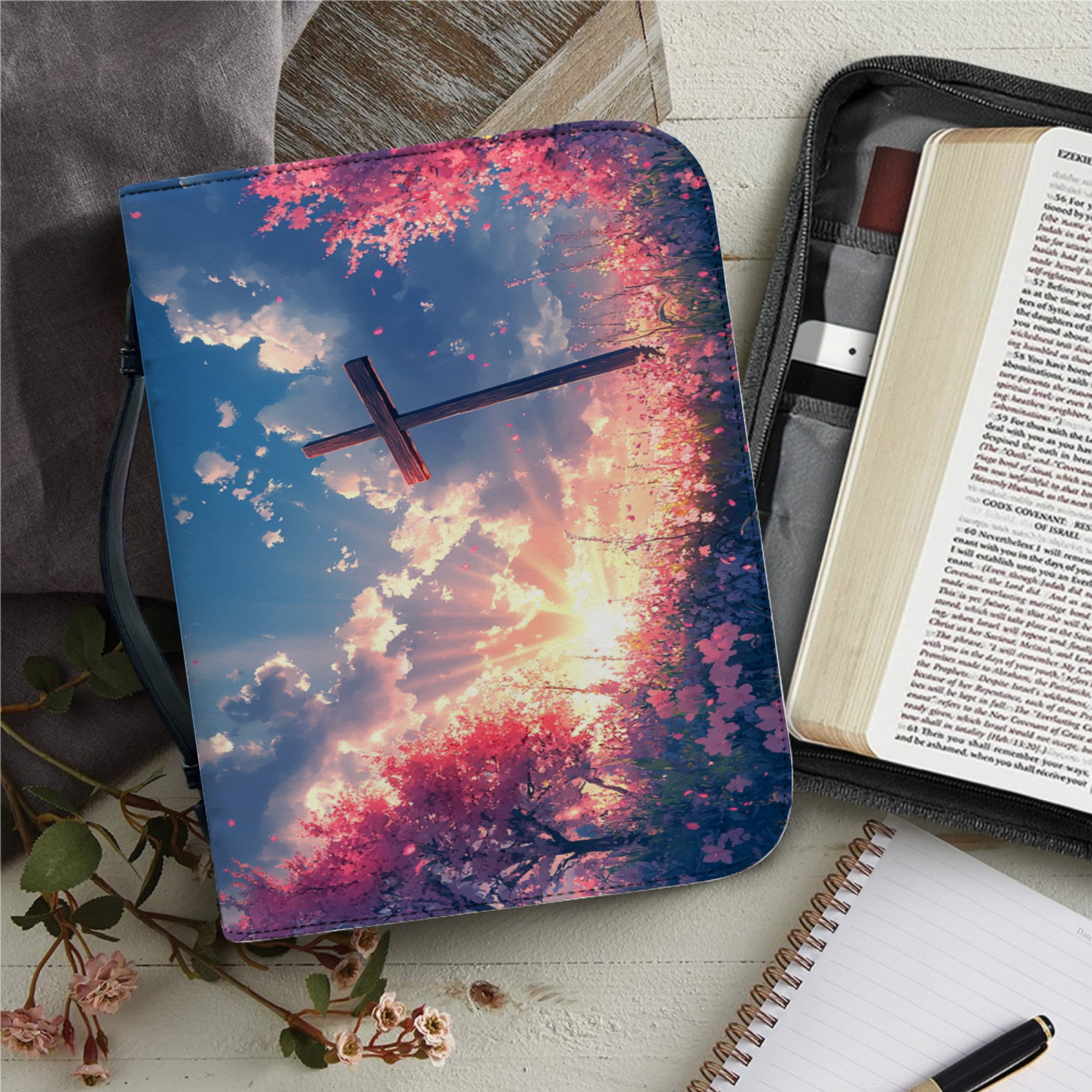 Custom Leather Bible Bag for Women Men Handle Bible Hymns Bible Cover ...