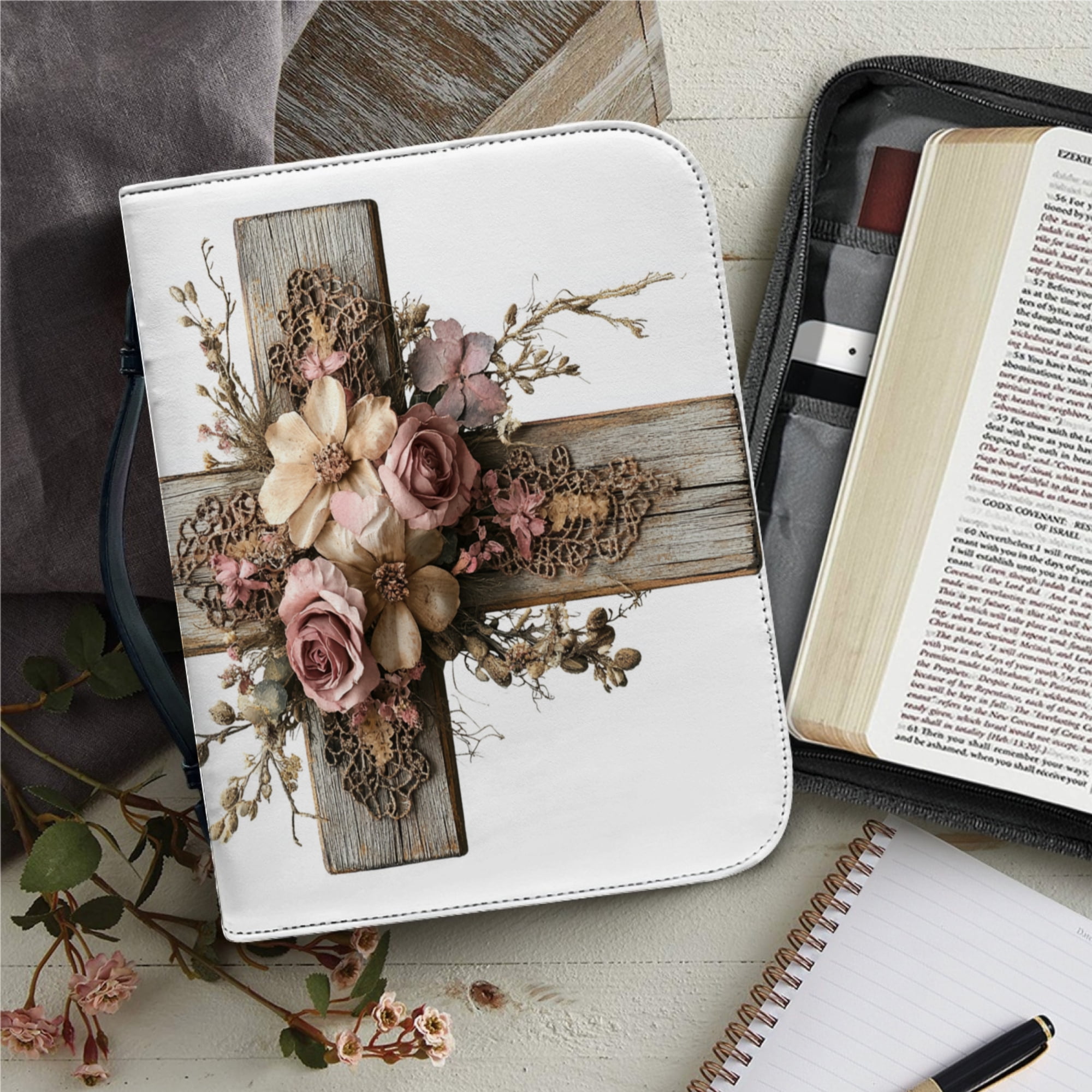 Custom Leather Bible Bag for Women Men Handle Bible Hymns Bible Cover ...
