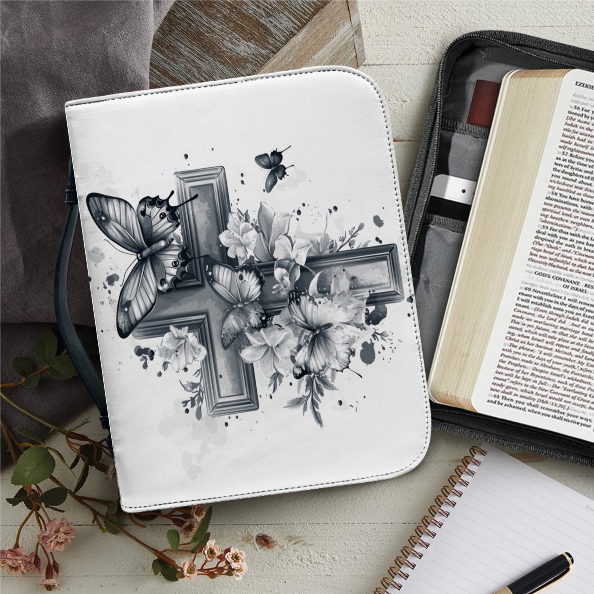 Custom Leather Bible Bag for Women Men Handle Bible Hymns Bible Cover ...
