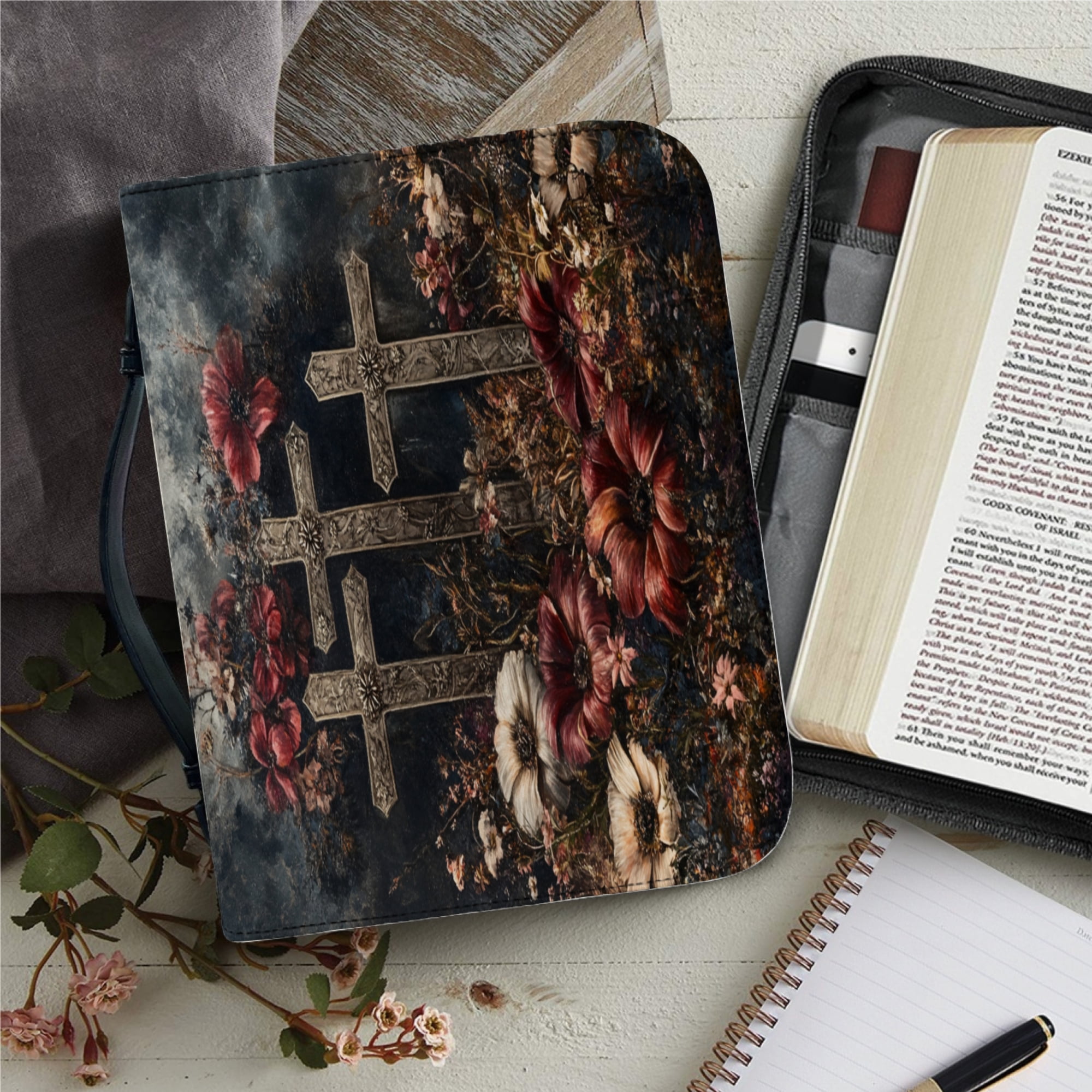 Custom Leather Bible Bag for Women Men Handle Bible Hymns Bible Cover ...