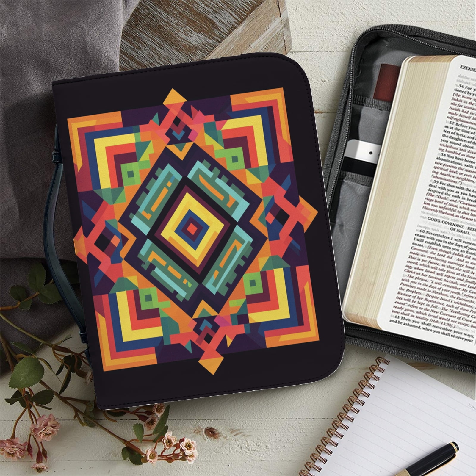 Custom Leather Bible Bag for Women Men Handle Bible Hymns Bible Cover ...