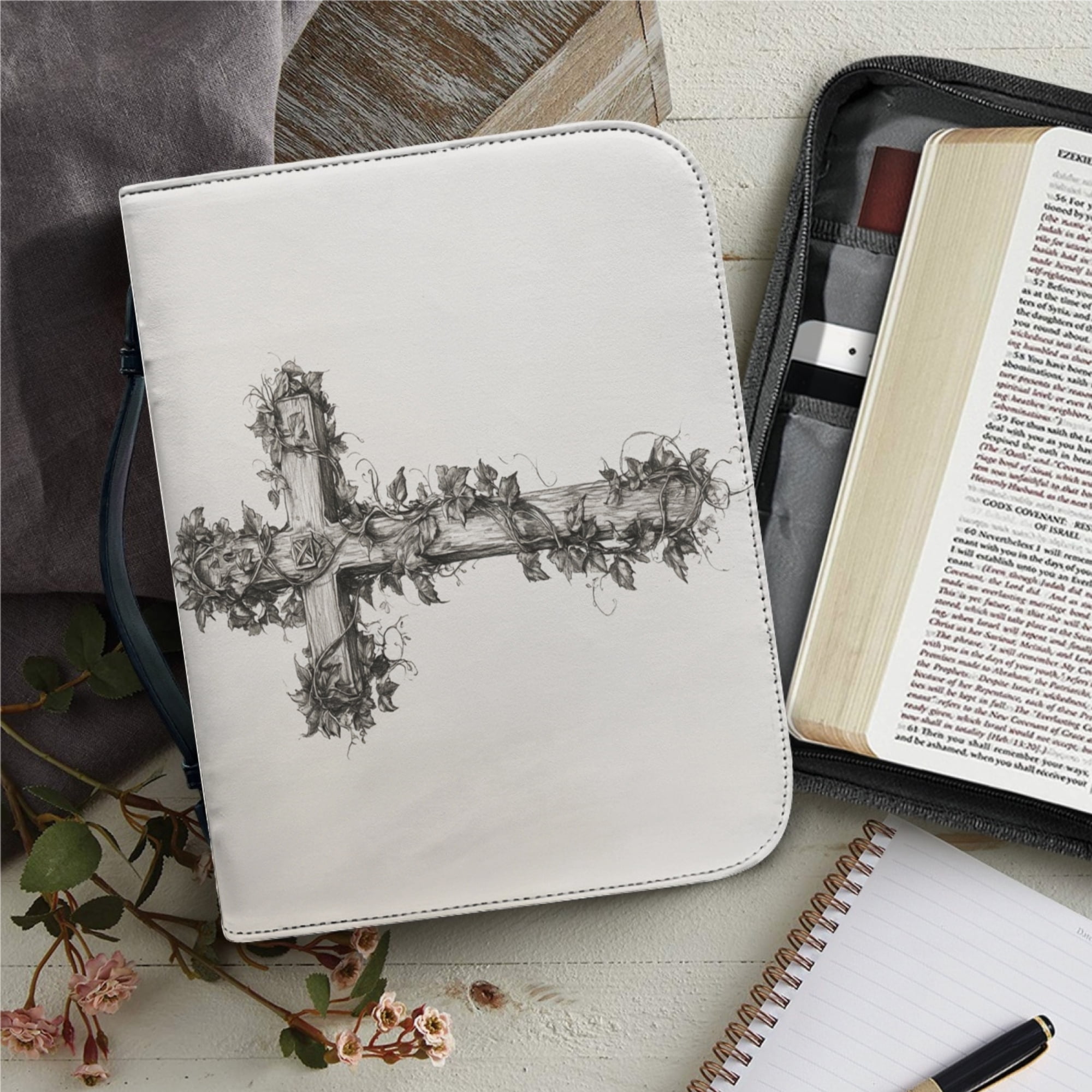 Custom Leather Bible Bag for Women Men Handle Bible Hymns Bible Cover ...