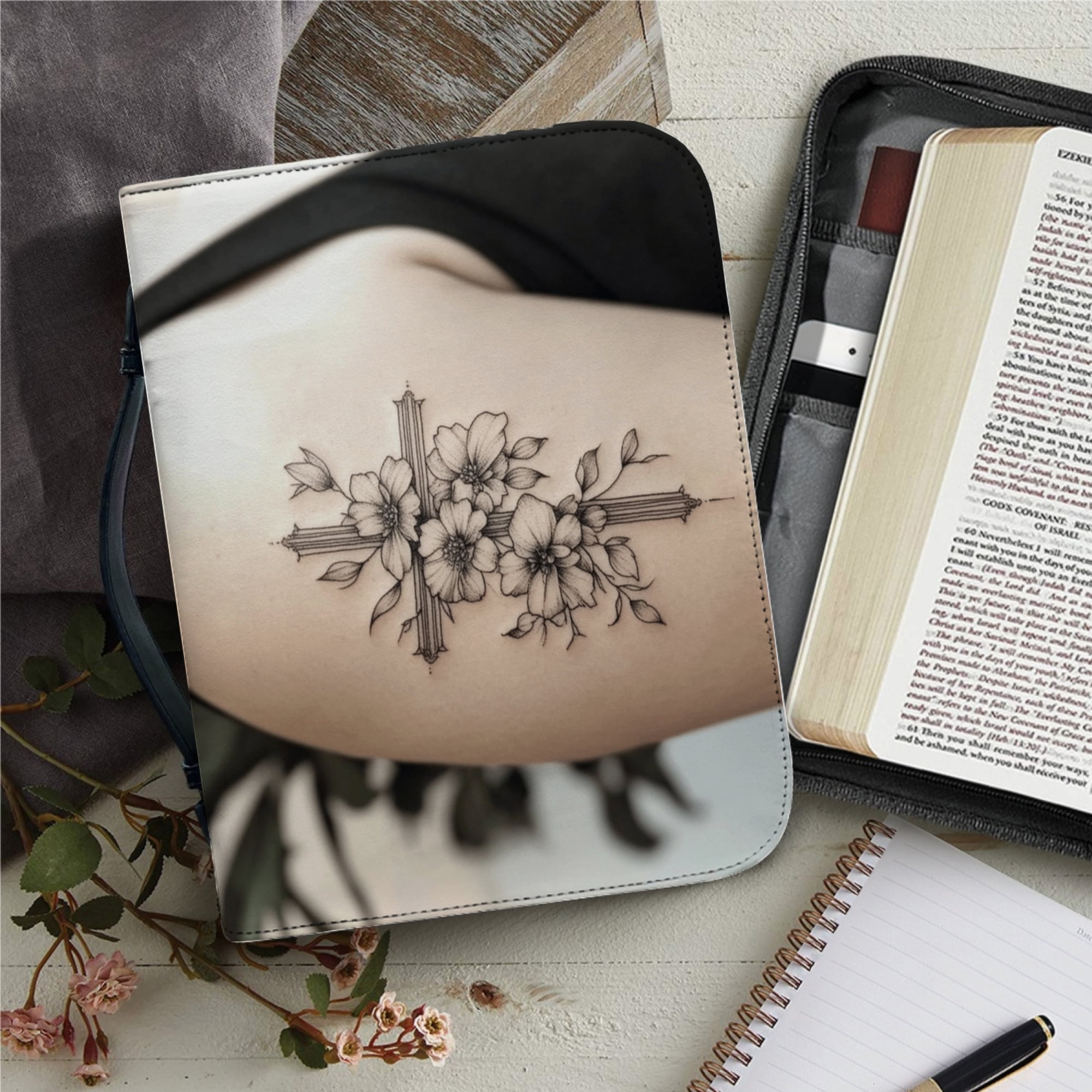 Custom Leather Bible Bag for Women Men Handle Bible Hymns Bible Cover ...