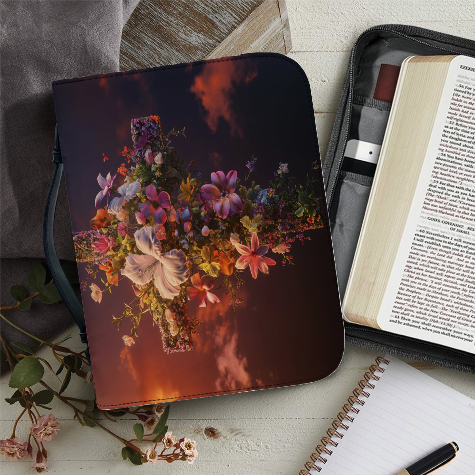 Custom Leather Bible Bag for Women Men Handle Bible Hymns Bible Cover ...