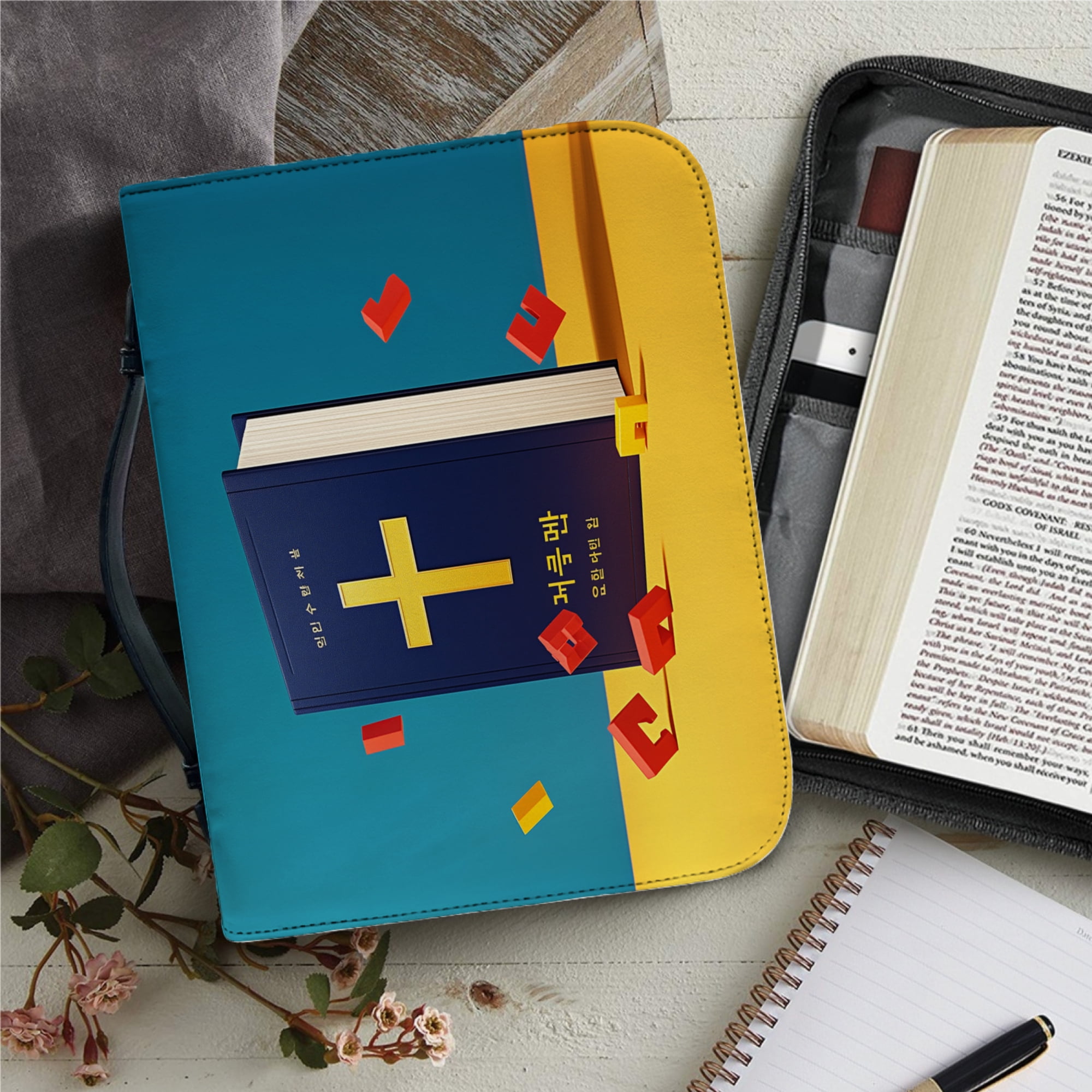 Custom Leather Bible Bag for Women Men Handle Bible Hymns Bible Cover ...