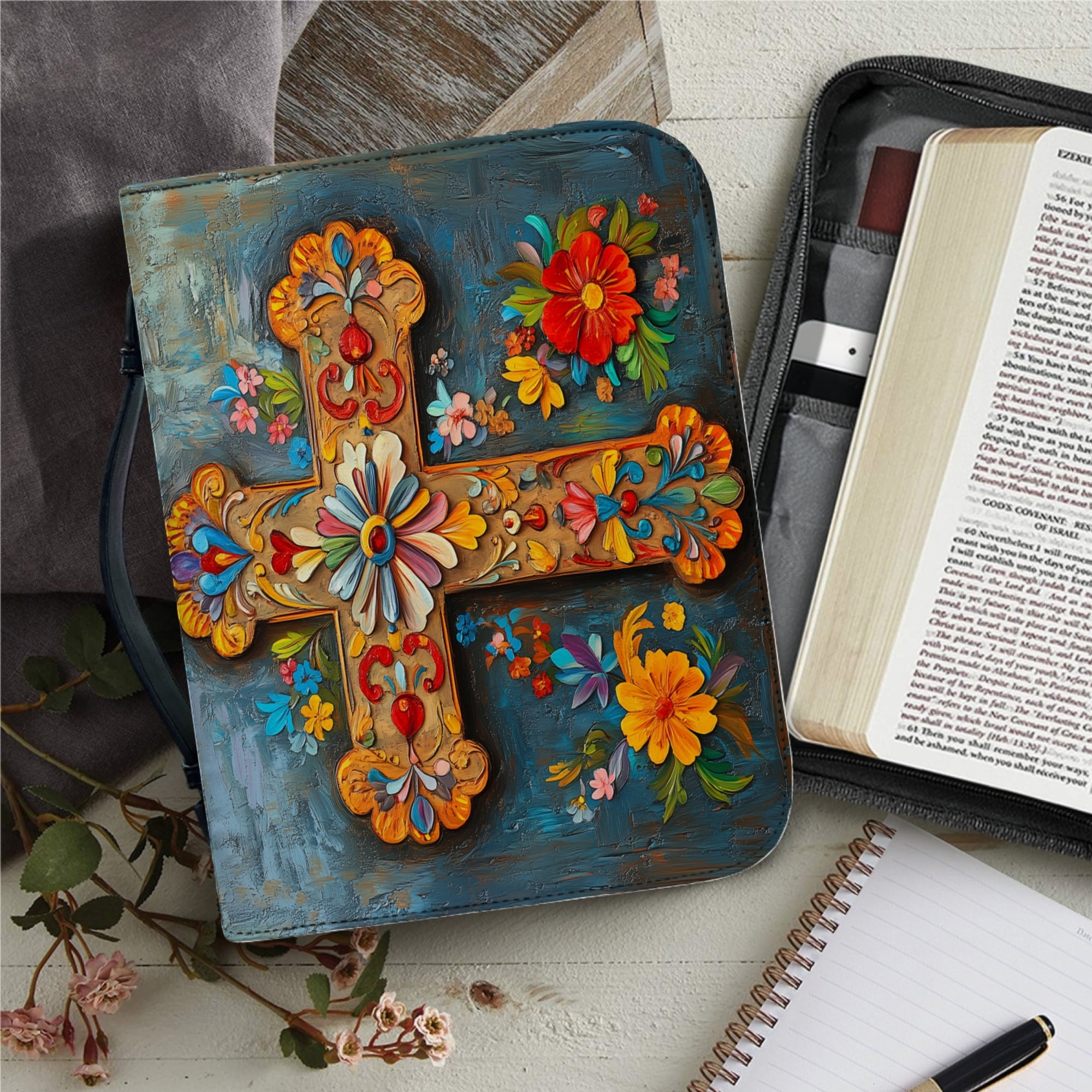 Custom Leather Bible Bag for Women Men Handle Bible Hymns Bible Cover ...