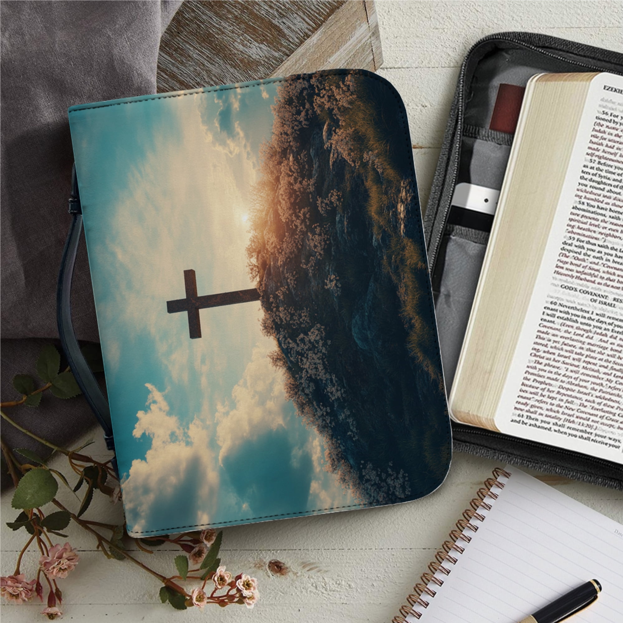 Custom Leather Bible Bag for Women Men Handle Bible Hymns Bible Cover ...