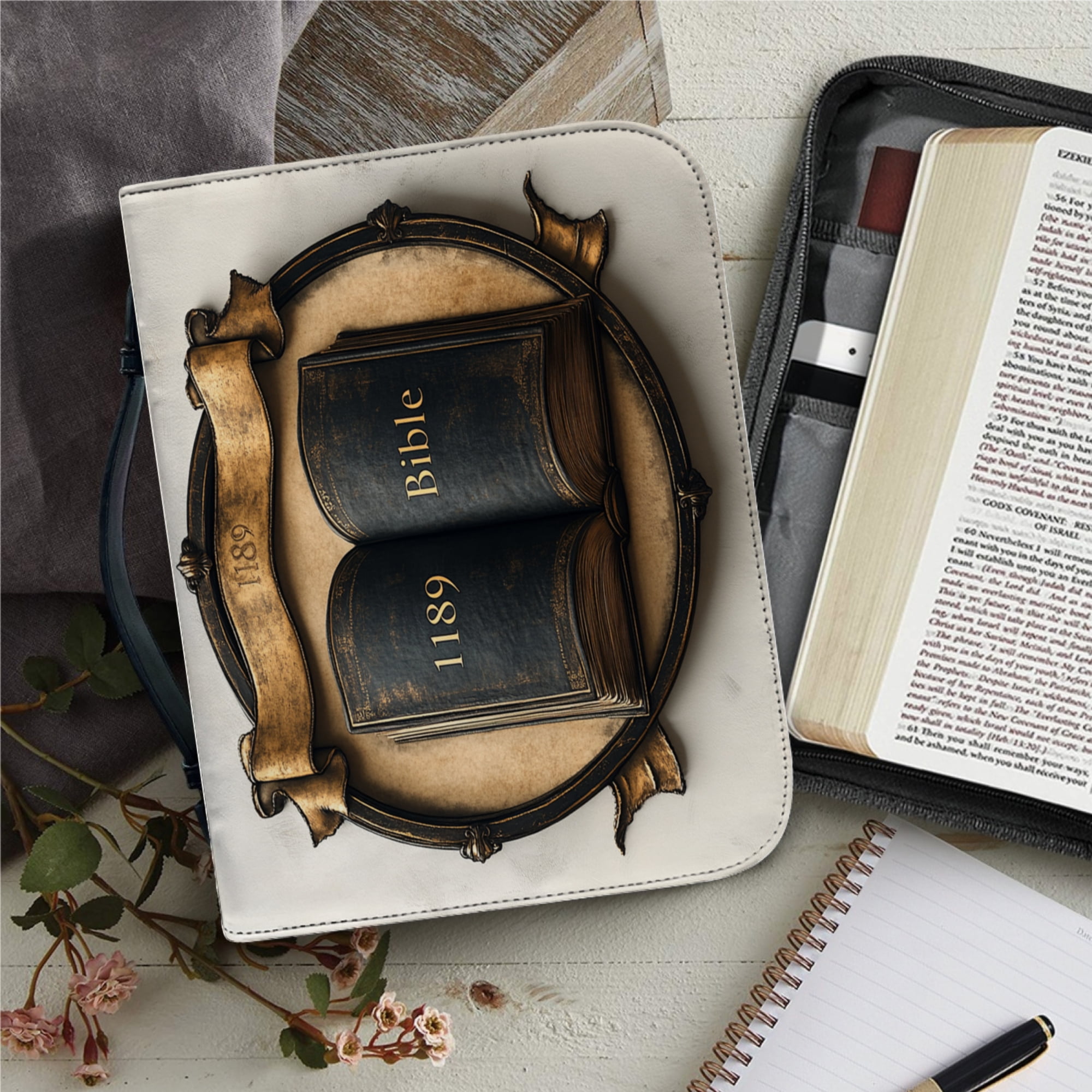 Custom Leather Bible Bag for Women Men Handle Bible Hymns Bible Cover ...