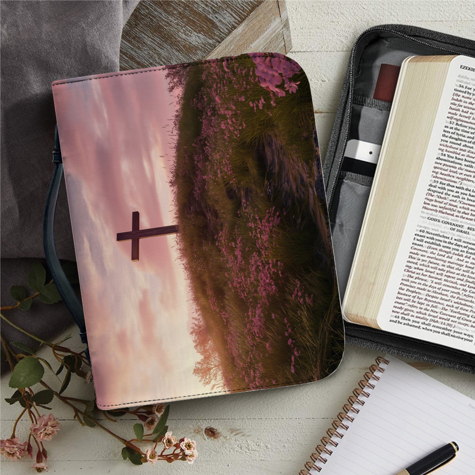 Custom Leather Bible Bag for Women Men Handle Bible Hymns Bible Cover ...