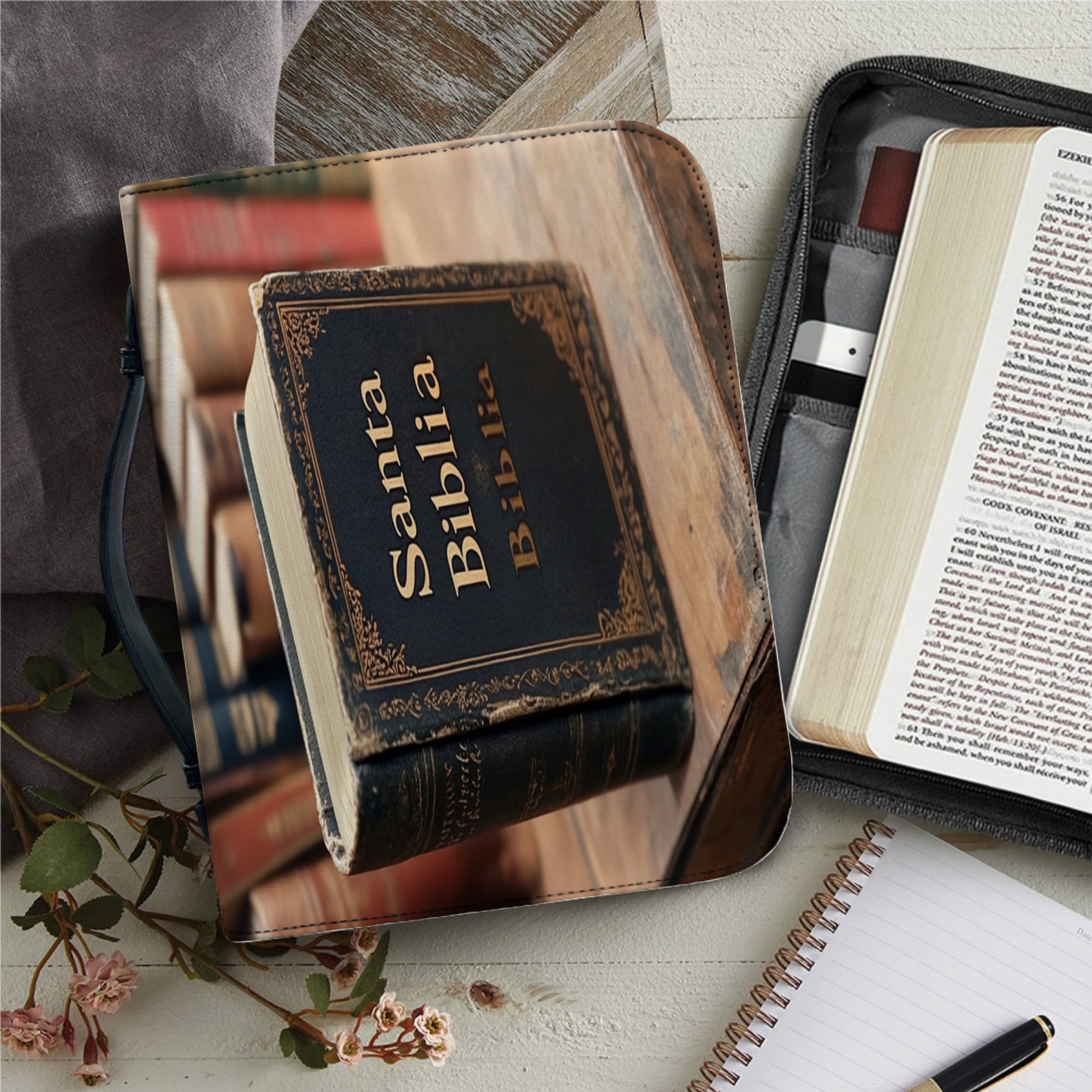 Custom Leather Bible Bag for Women Men Handle Bible Hymns Bible Cover ...