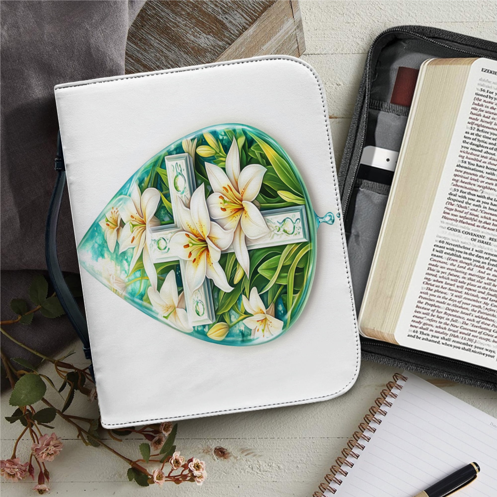 Custom Leather Bible Bag for Women Men Handle Bible Hymns Bible Cover ...