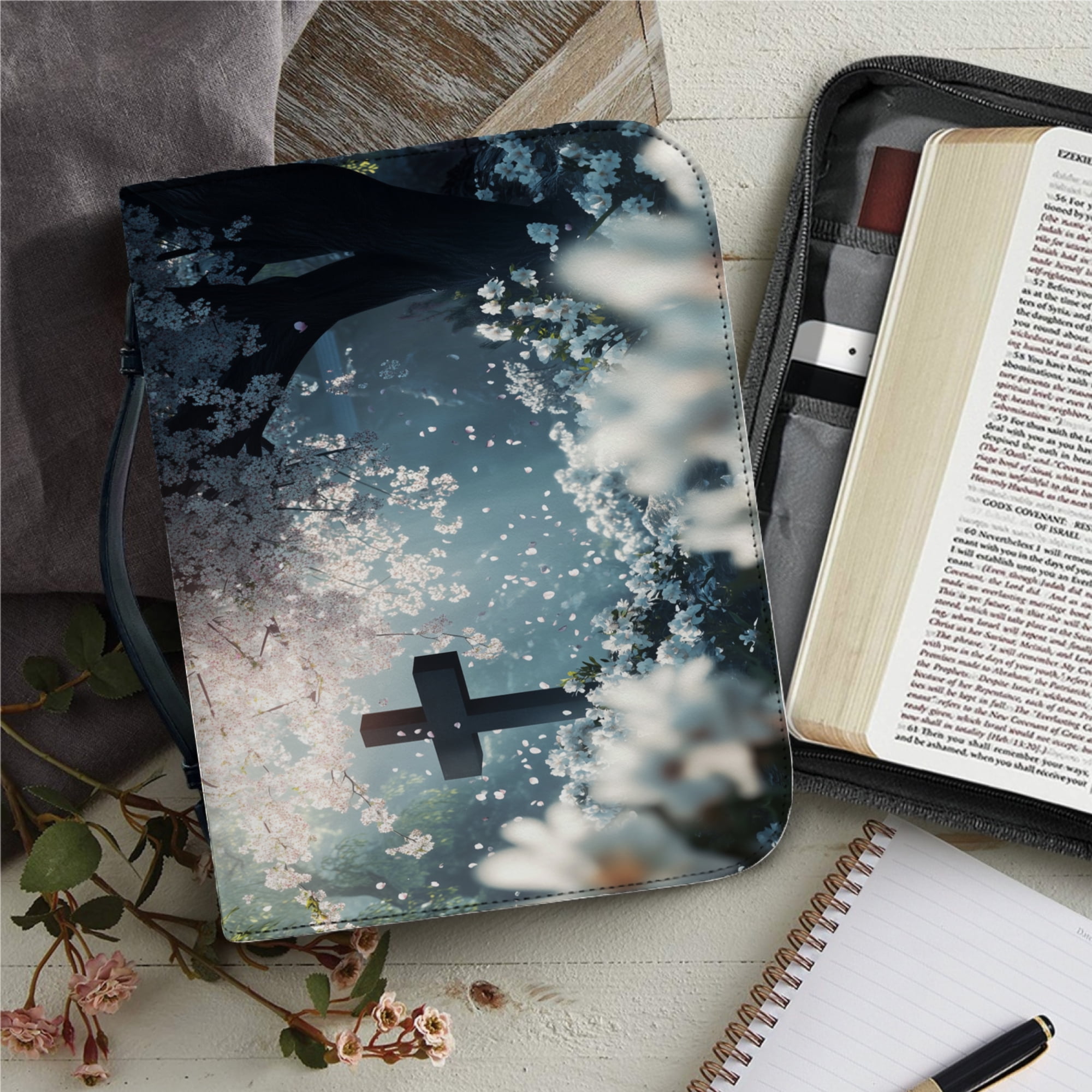 Custom Leather Bible Bag for Women Men Handle Bible Hymns Bible Cover ...