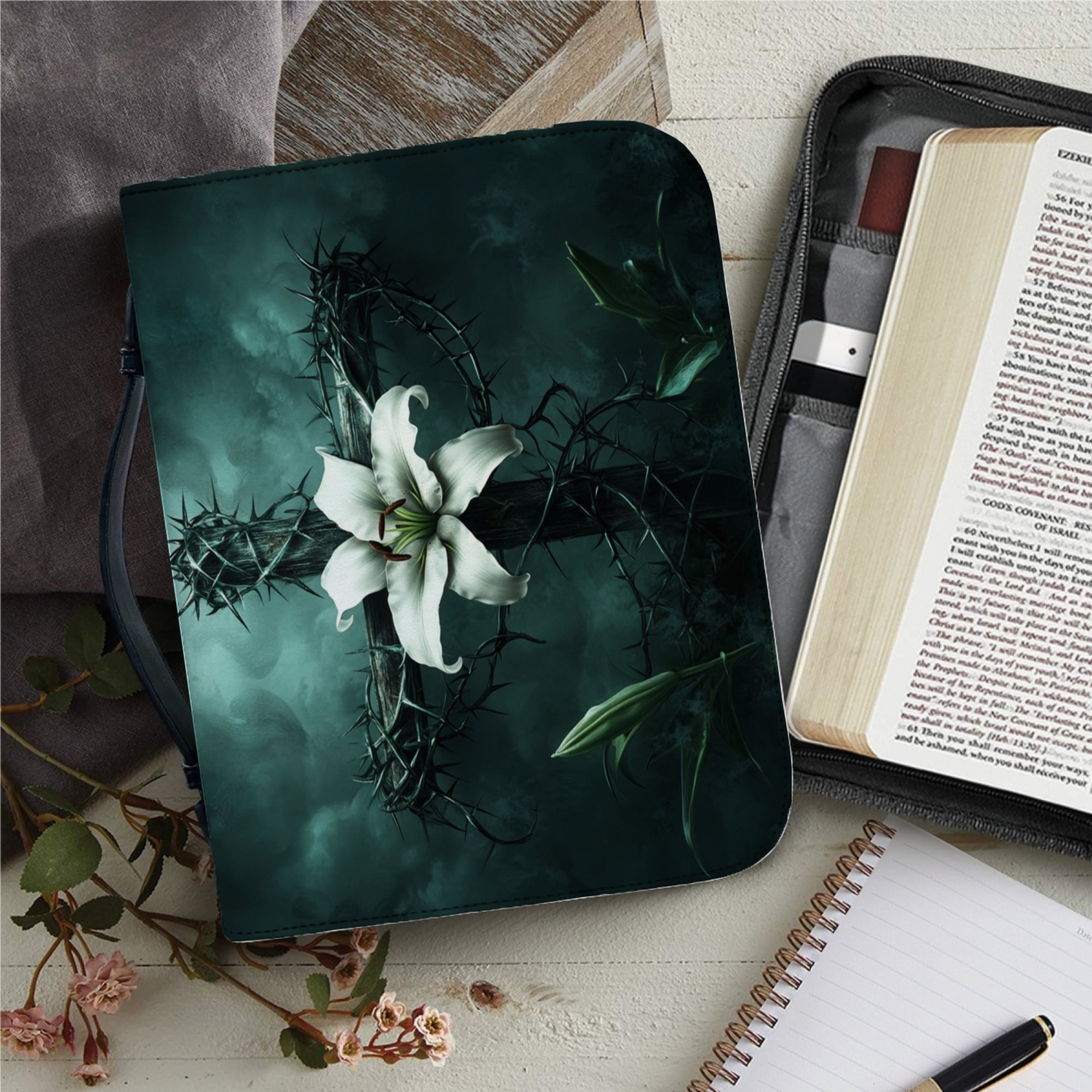 Custom Leather Bible Bag for Women Men Handle Bible Hymns Bible Cover ...