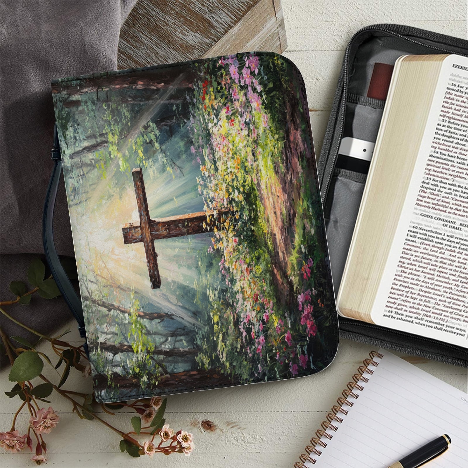 Custom Leather Bible Bag for Women Men Handle Bible Hymns Bible Cover ...