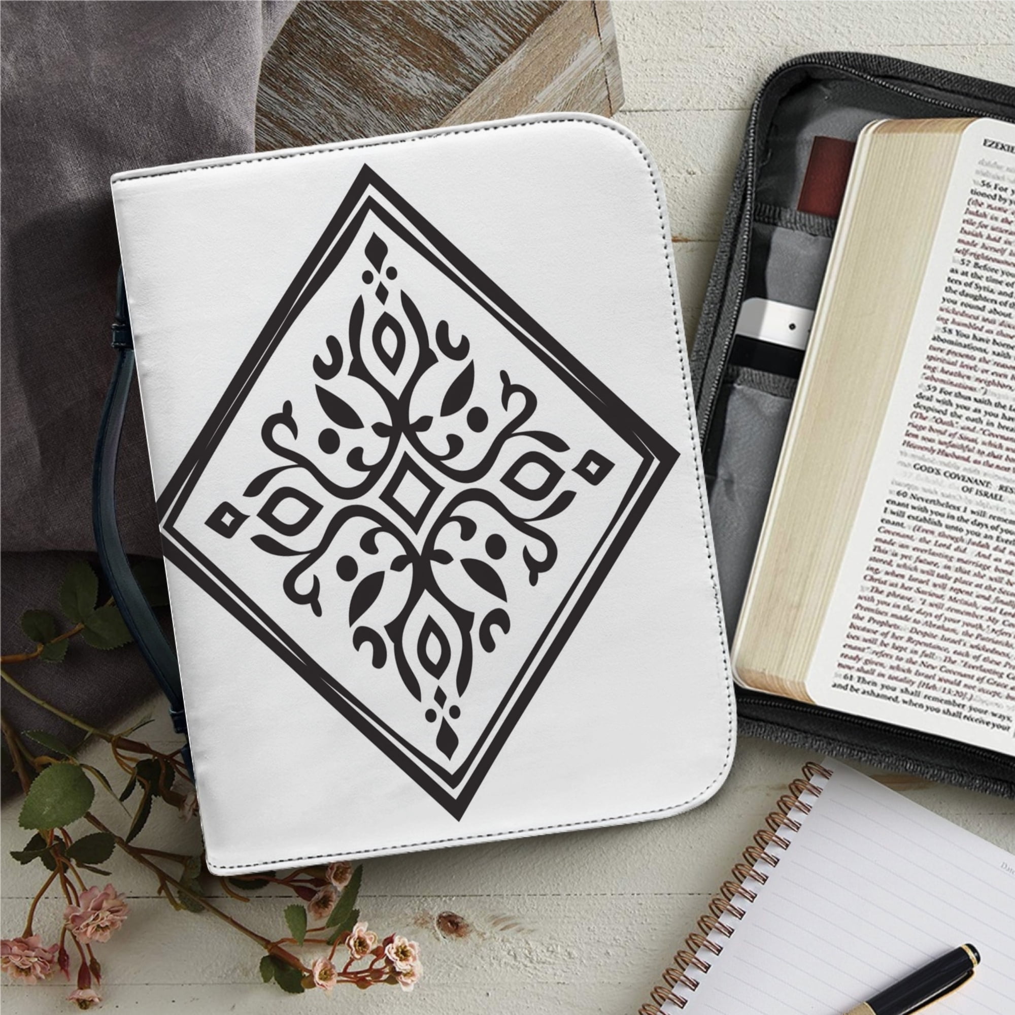 Custom Leather Bible Bag for Women Men Handle Bible Hymns Bible Cover ...