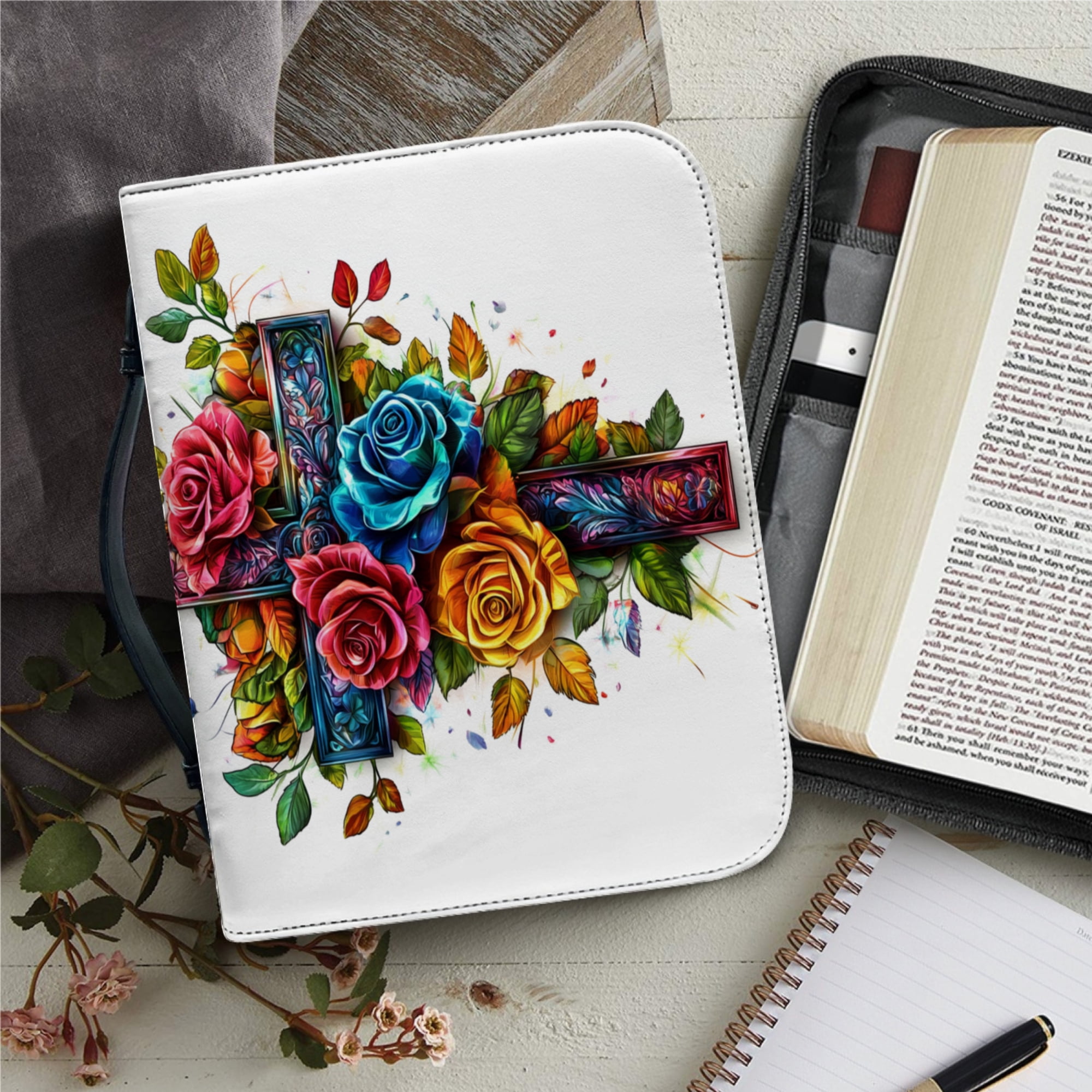 Custom Leather Bible Bag for Women Men Handle Bible Hymns Bible Cover ...