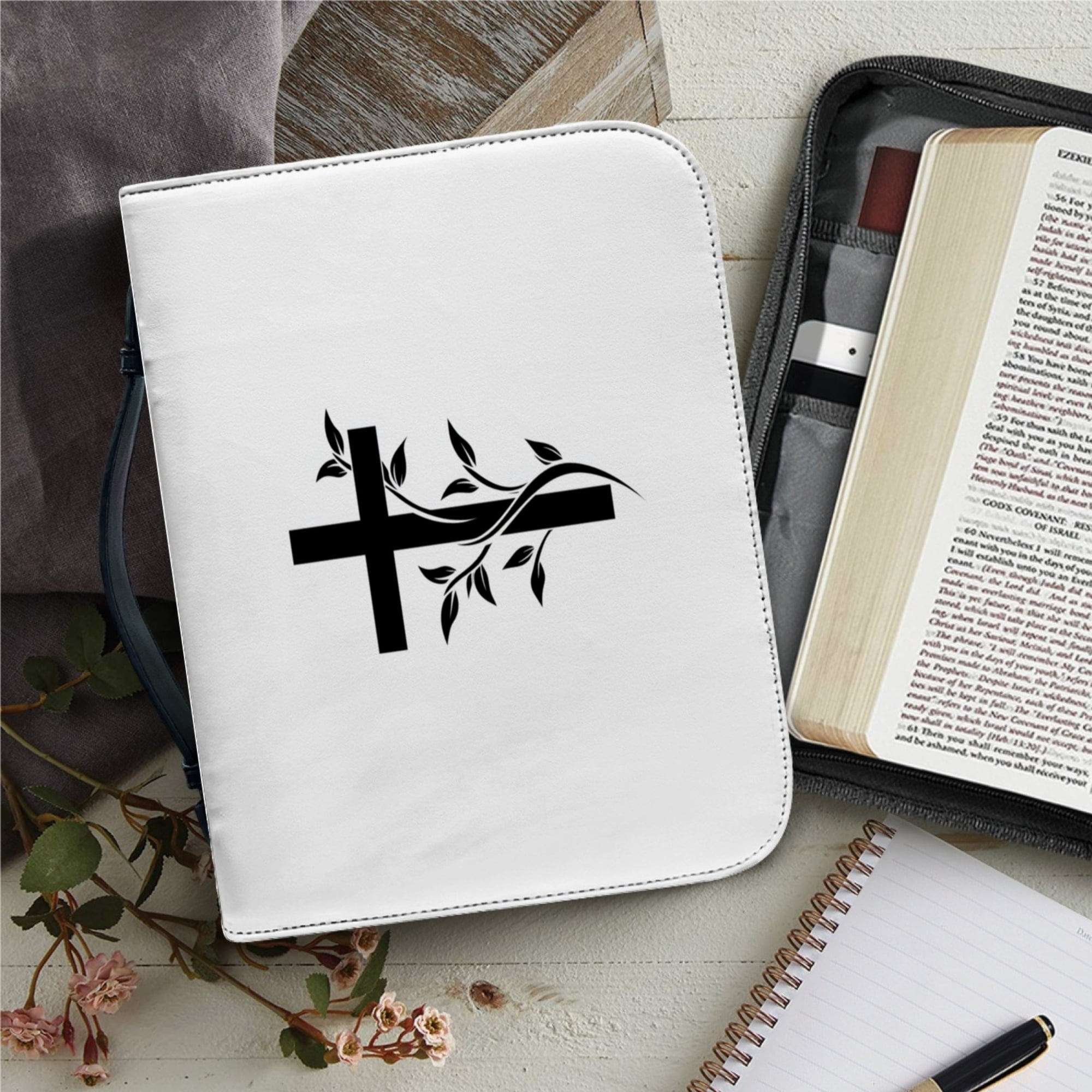 Custom Leather Bible Bag for Women Men Handle Bible Hymns Bible Cover ...