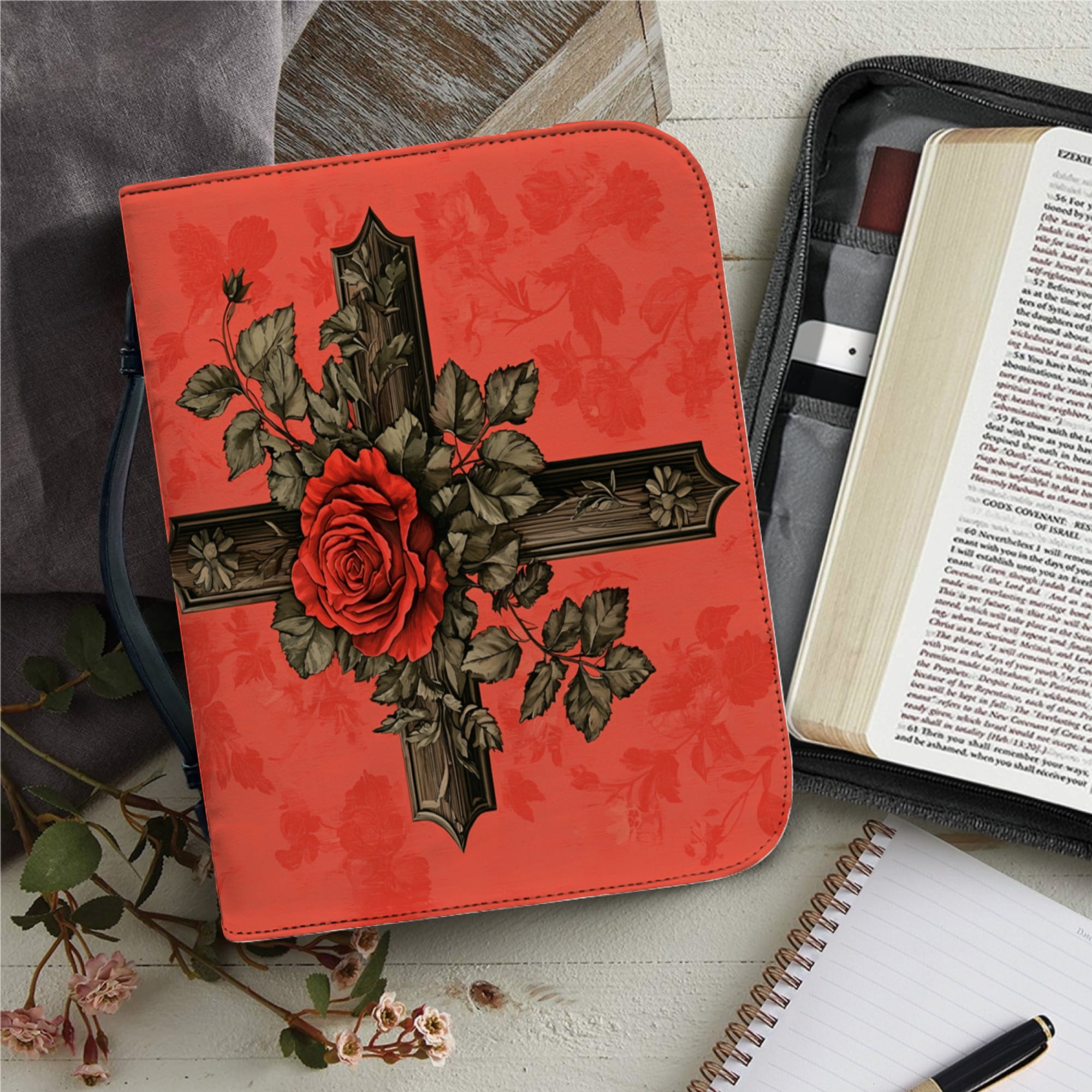 Custom Leather Bible Bag for Women Men Handle Bible Hymns Bible Cover ...