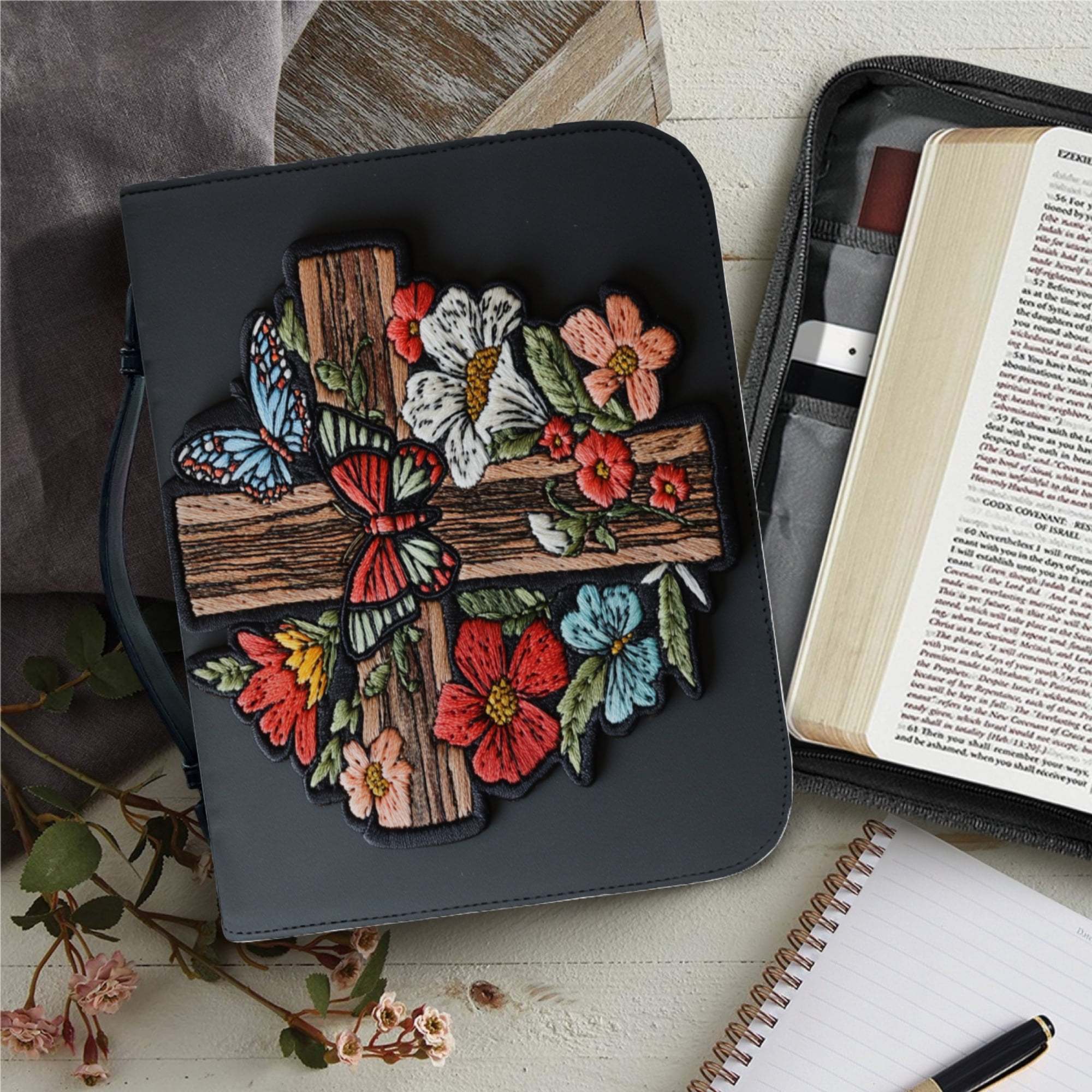 Custom Leather Bible Bag for Women Men Handle Bible Hymns Bible Cover ...